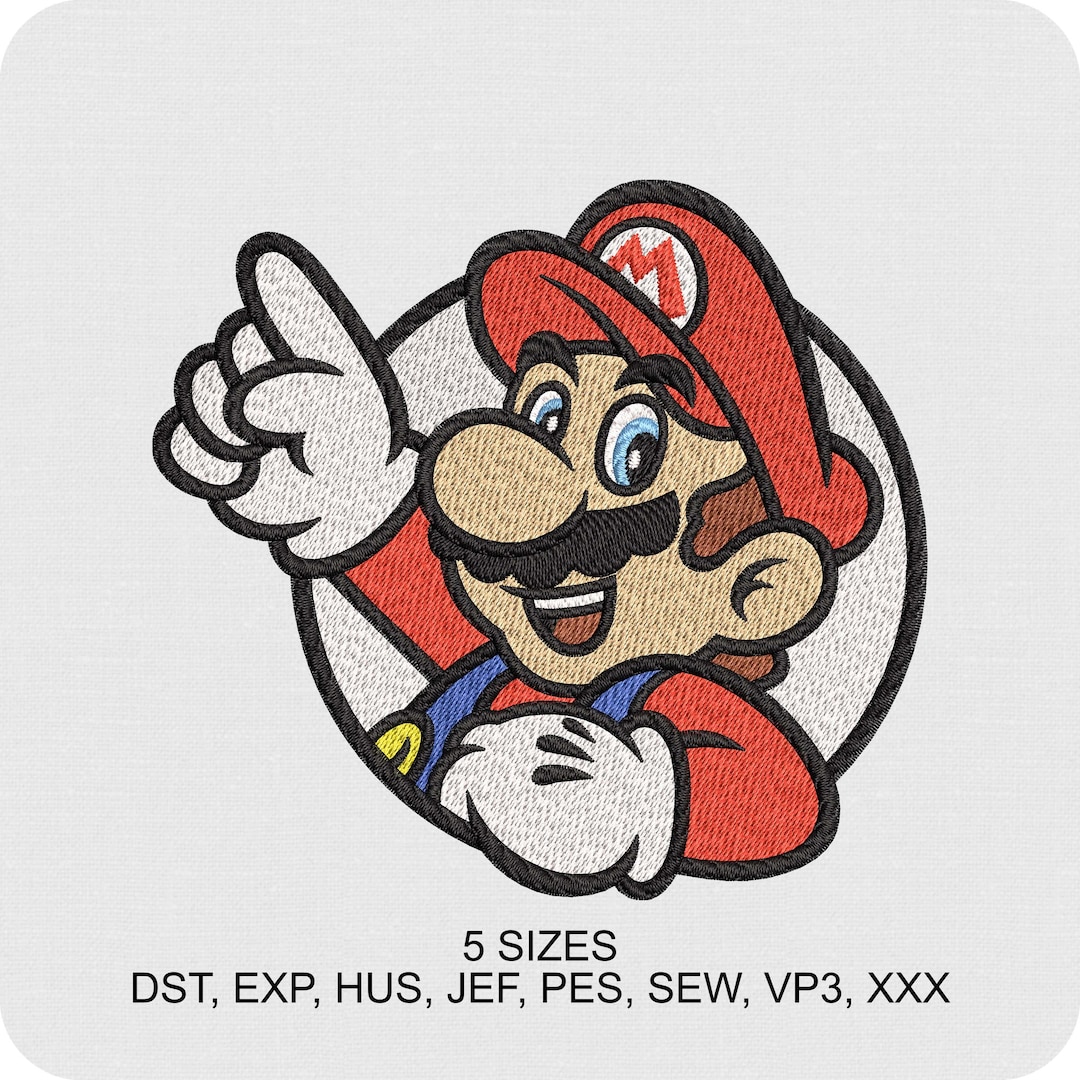 Cute Super Mario Embroidery Machine Embroidery Design 5 Sizes Super ...