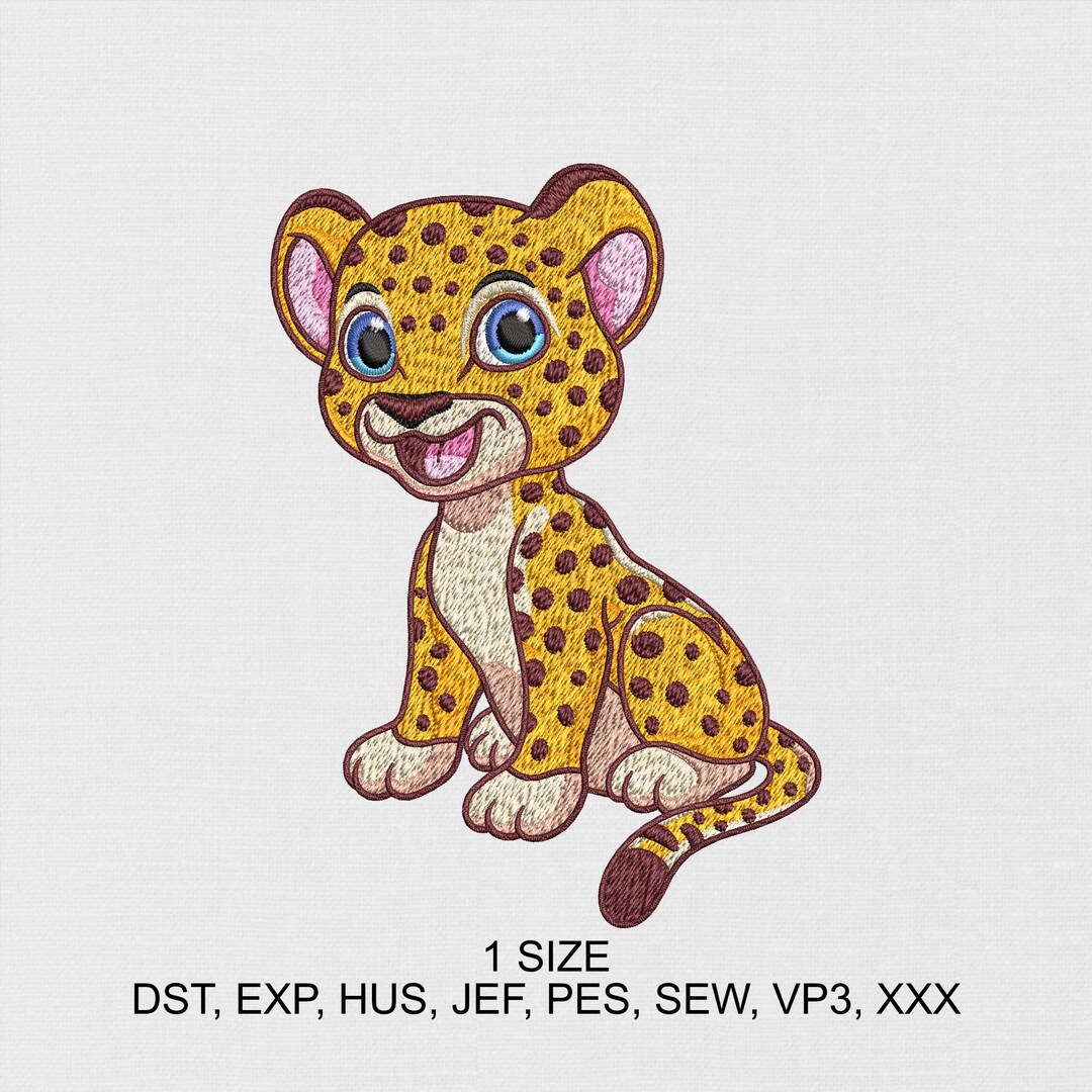 Cute Spotted Leopard Machine Embroidery Design - Cheetah Machine ...