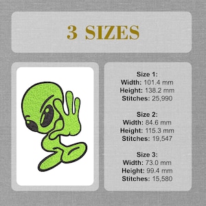 Cute Green Alien Machine Embroidery Design - 3 Sizes - Digital ...