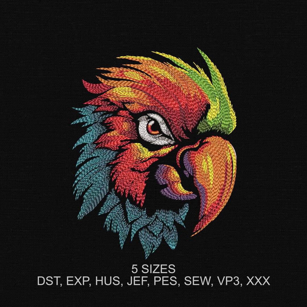 Bird Parrot Machine Embroidery Design - 5 Sizes - Digital Embroidery ...