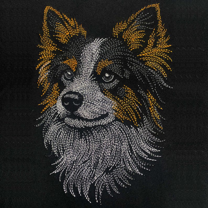 Border Collie Embroidery Design | Dog Portrait Machine Embroidery File ...