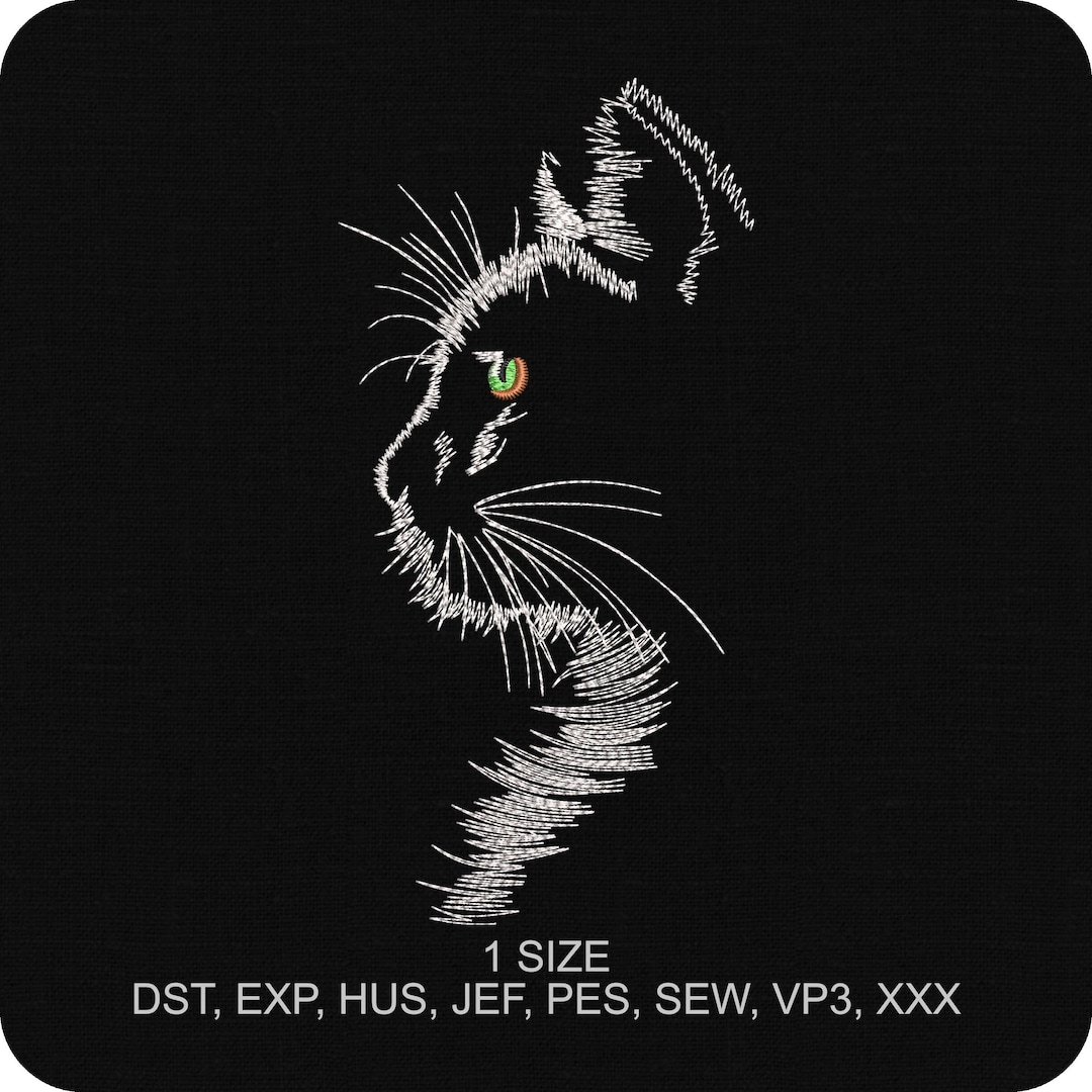 Cat Shadow Machine Embroidery Design - 1 Size - Digital Embroidery File ...