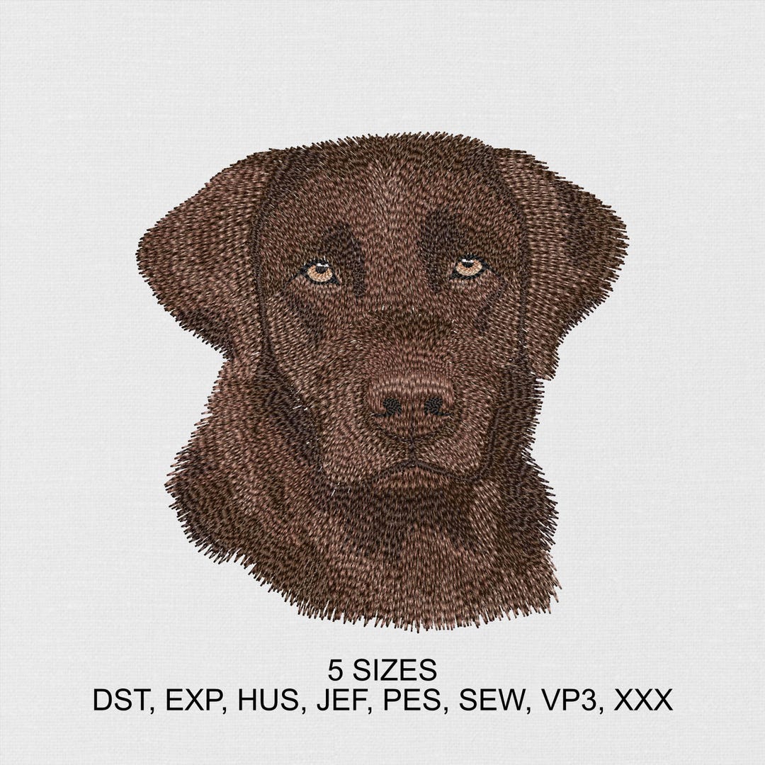 Chocolate Labrador Retriever Dog Machine Embroidery Design - 5 Sizes ...