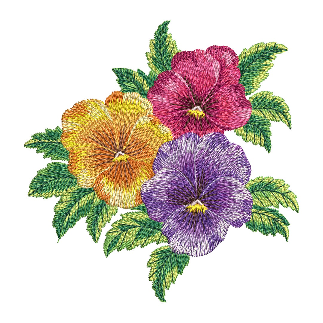 Violet Embroidery Design, Flowers Embroidery Design, Embroidery Designs ...