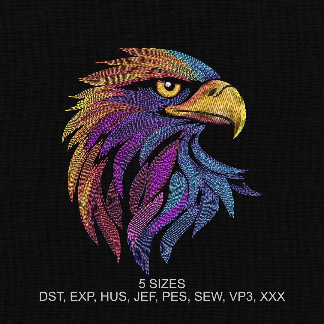 Eagle in Colors Embroidery Design - Falcon Machine Embroidery Pattern ...