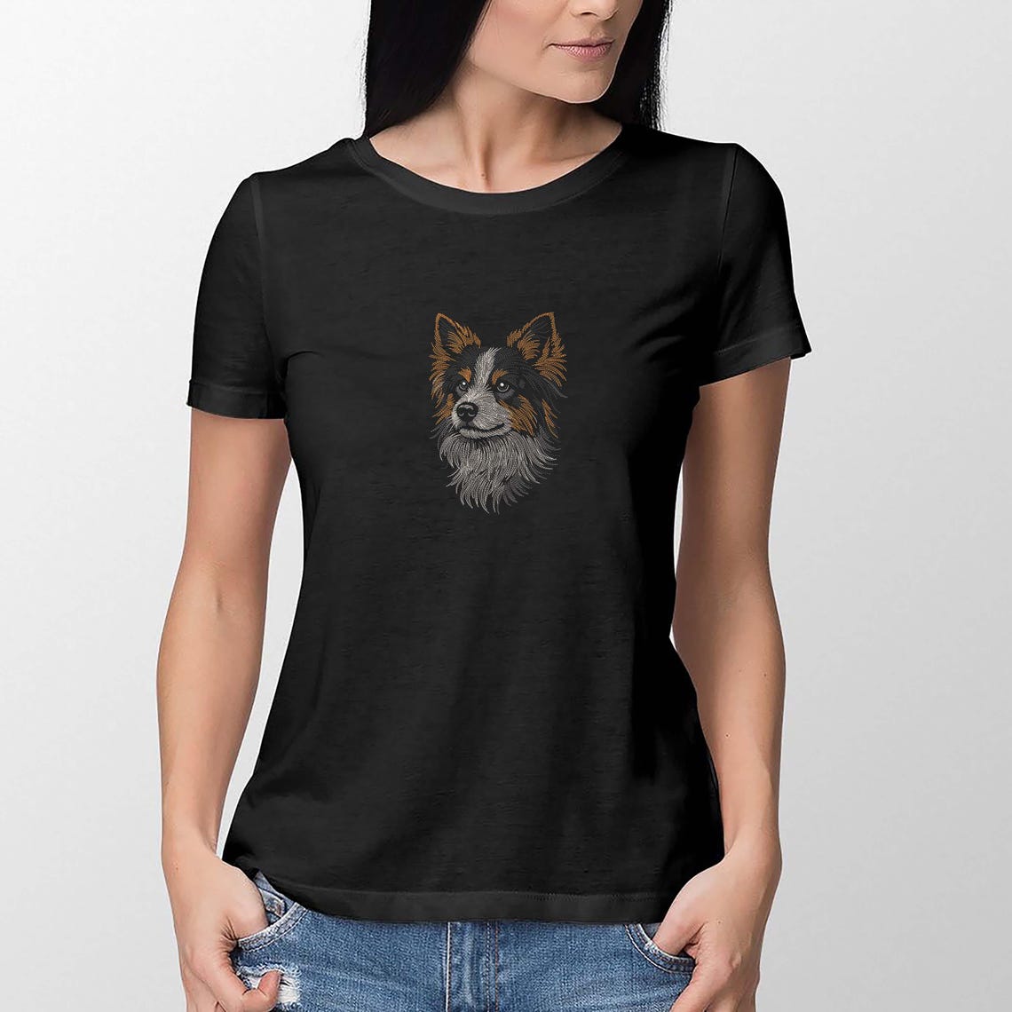 Border Collie Embroidery Design | Dog Portrait Machine Embroidery File ...
