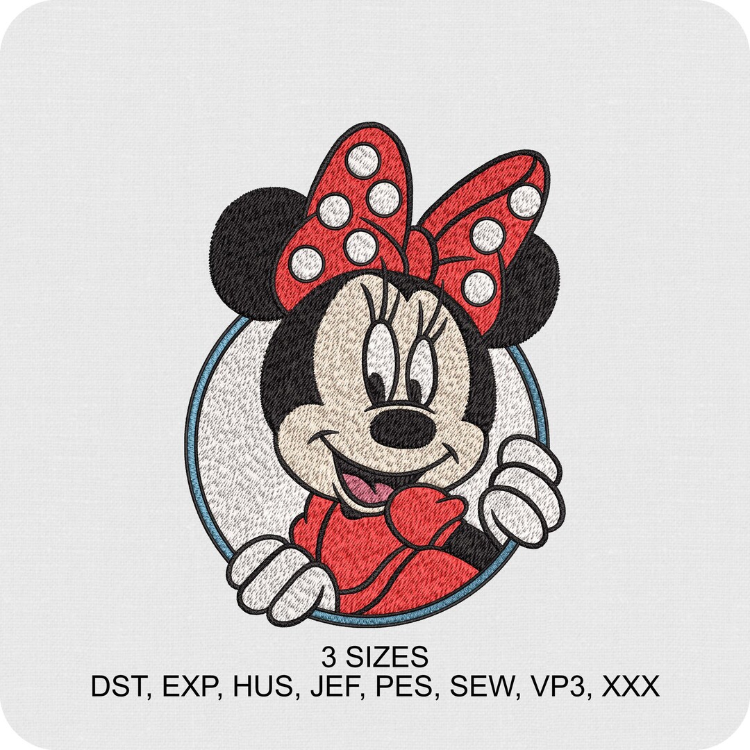 Cute Minnie Mouse Machine Embroidery Design 3 Sizes Digital Embroidery ...