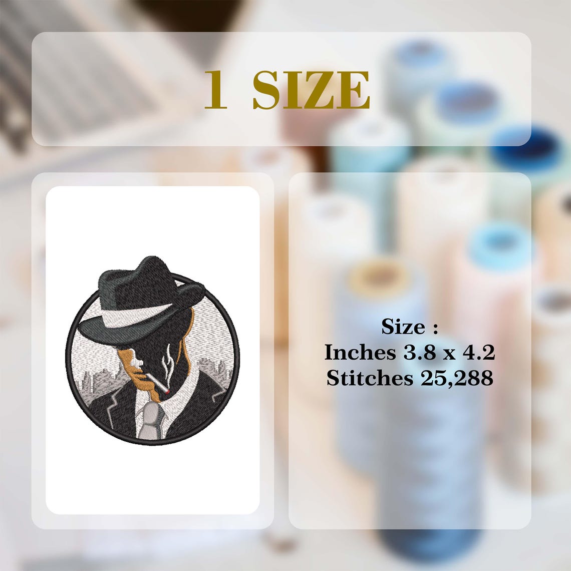 Gangster in Black Hat Machine Embroidery Design - 1 Size - Digital ...