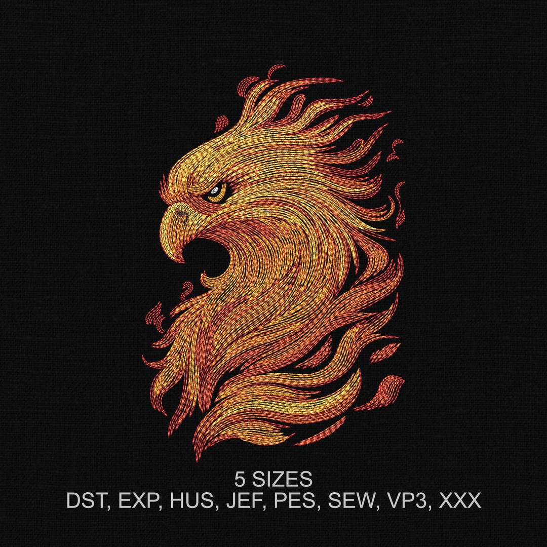 Immortal Bird Phoenix Embroidery - Machine Embroidery Design - 5 Sizes ...