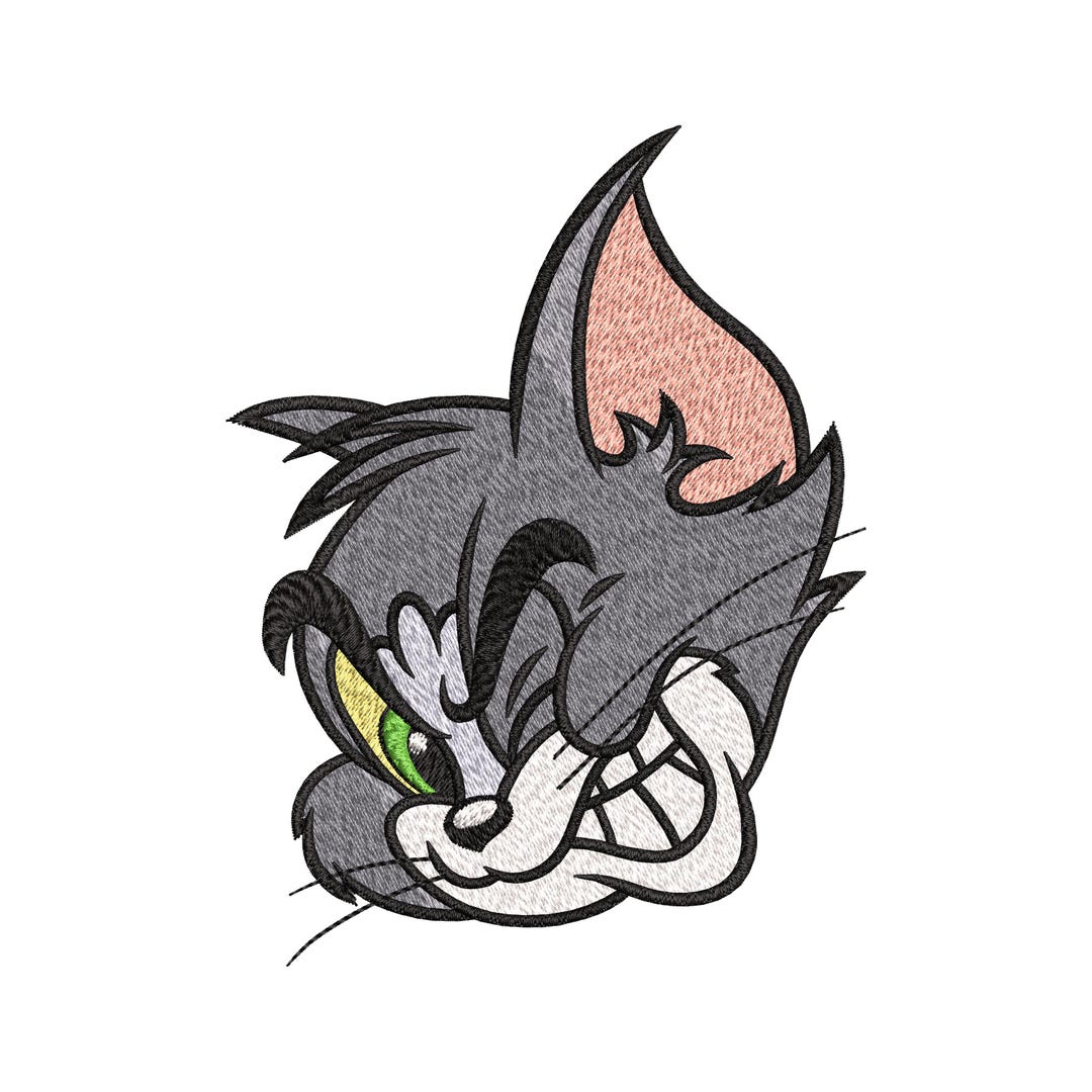 Cat Tom From Cartoon Tom and Jerry Machine Embroidery Design 3 Sizes ...