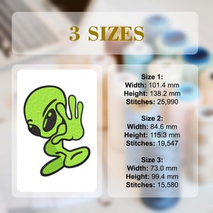 Cute Green Alien Machine Embroidery Design 3 Sizes Digital Embroidery ...