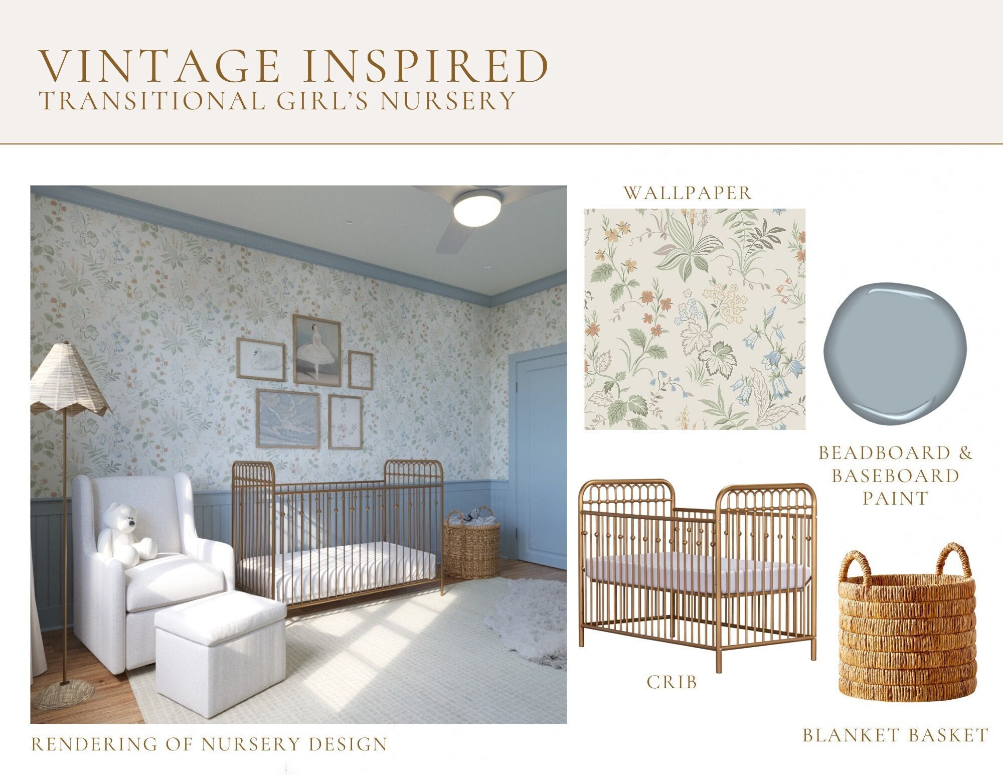 Vintage Inspired Transitional Girls Nursery | Instant Downloadable ...