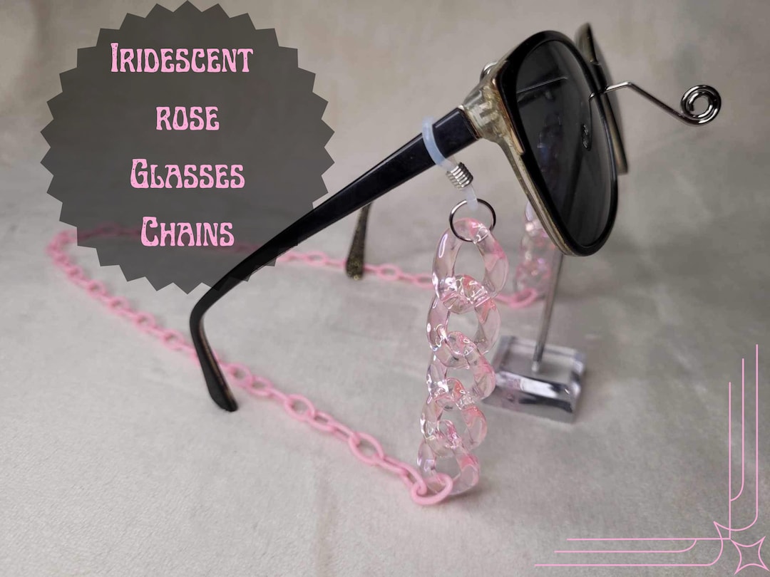 Chunky Iridescent Rose, Baby Pink Glasses Chain, Glasses Lanyard ...