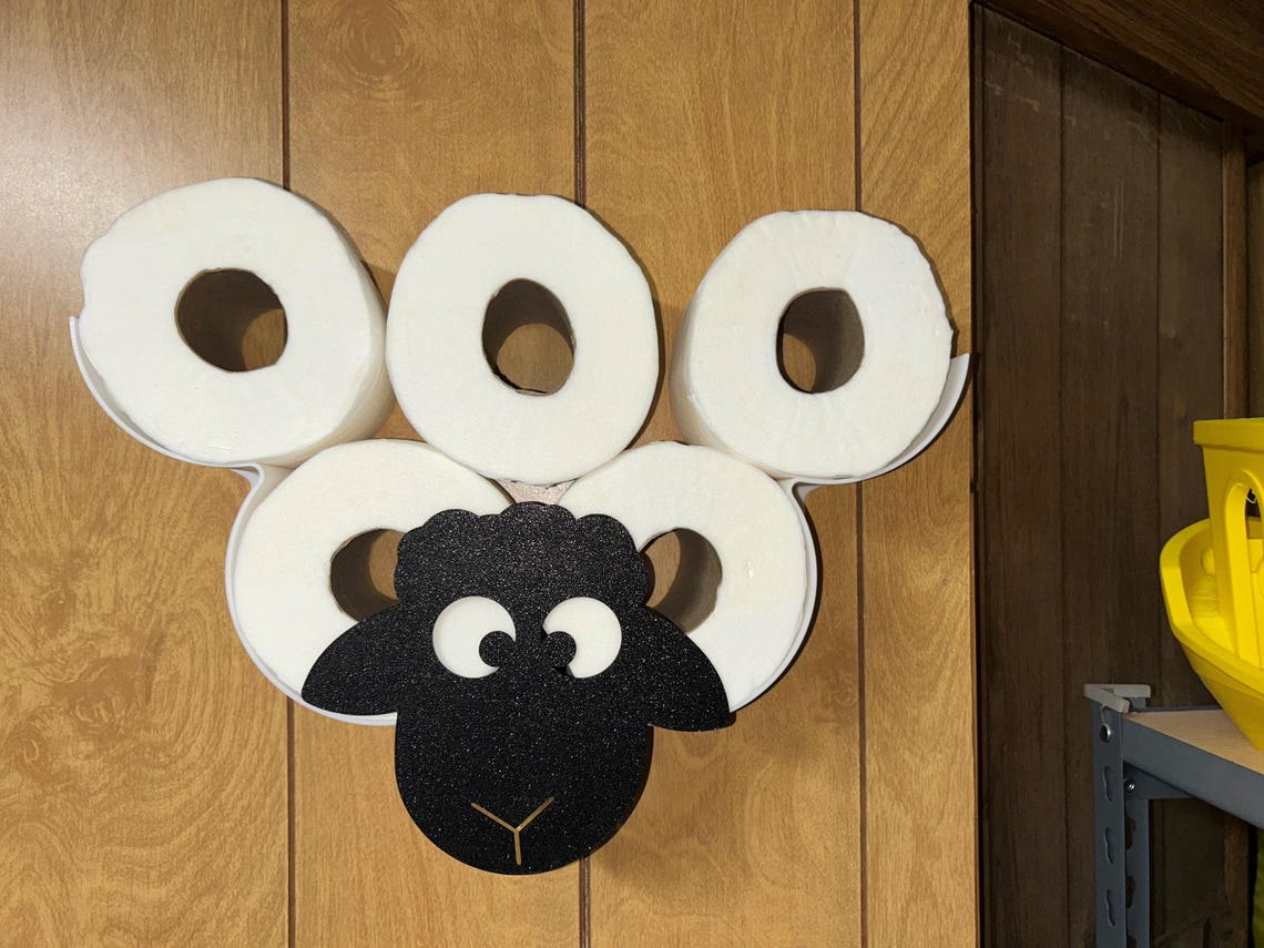 3D Printed Toilet Paper Sheep Holder Quirky Bathroom Decor Wooly Sheep ...
