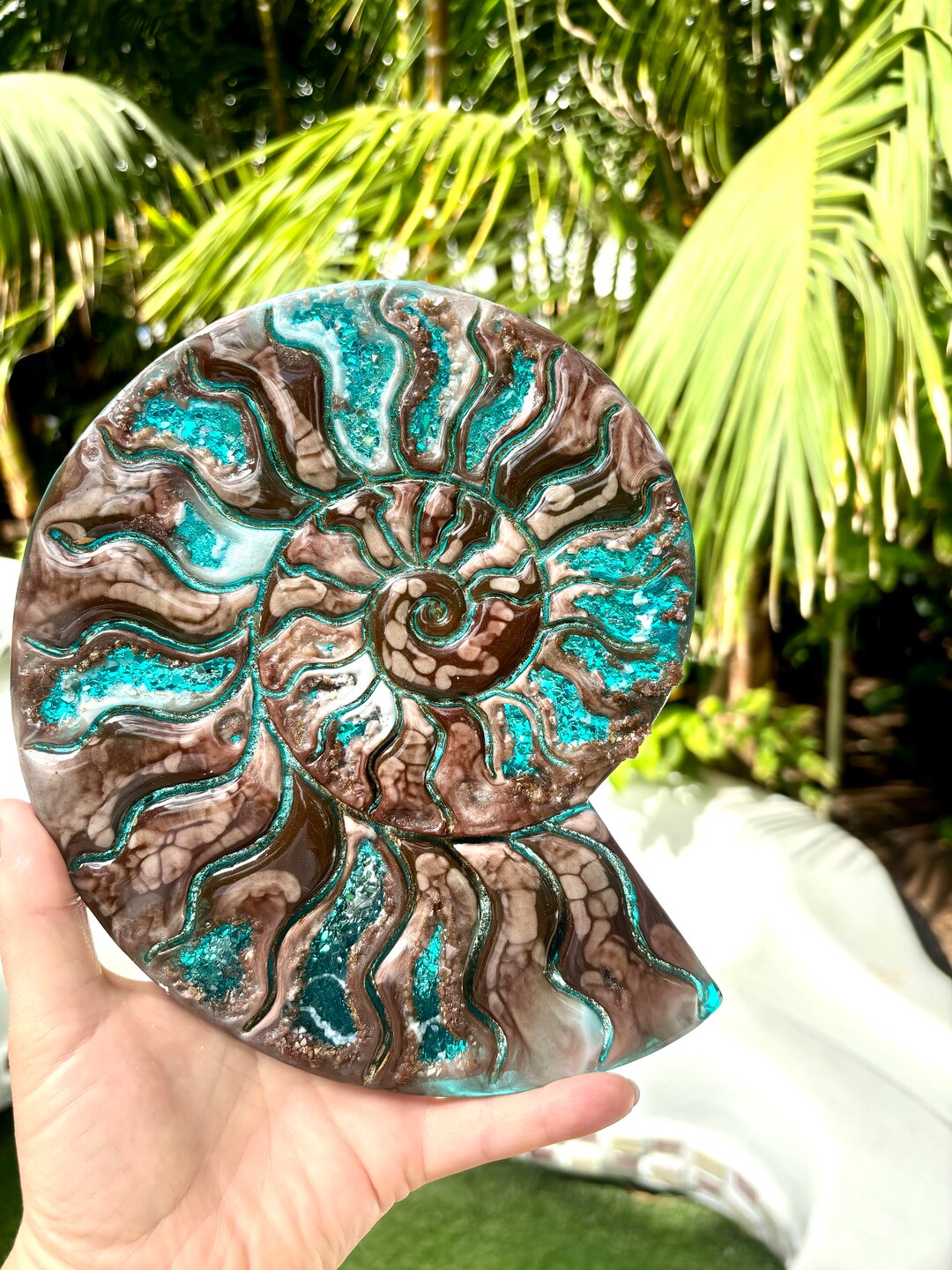 Natural Ammonite Fossil Candle Stand, Crystal Fossil Specimen, Large ...