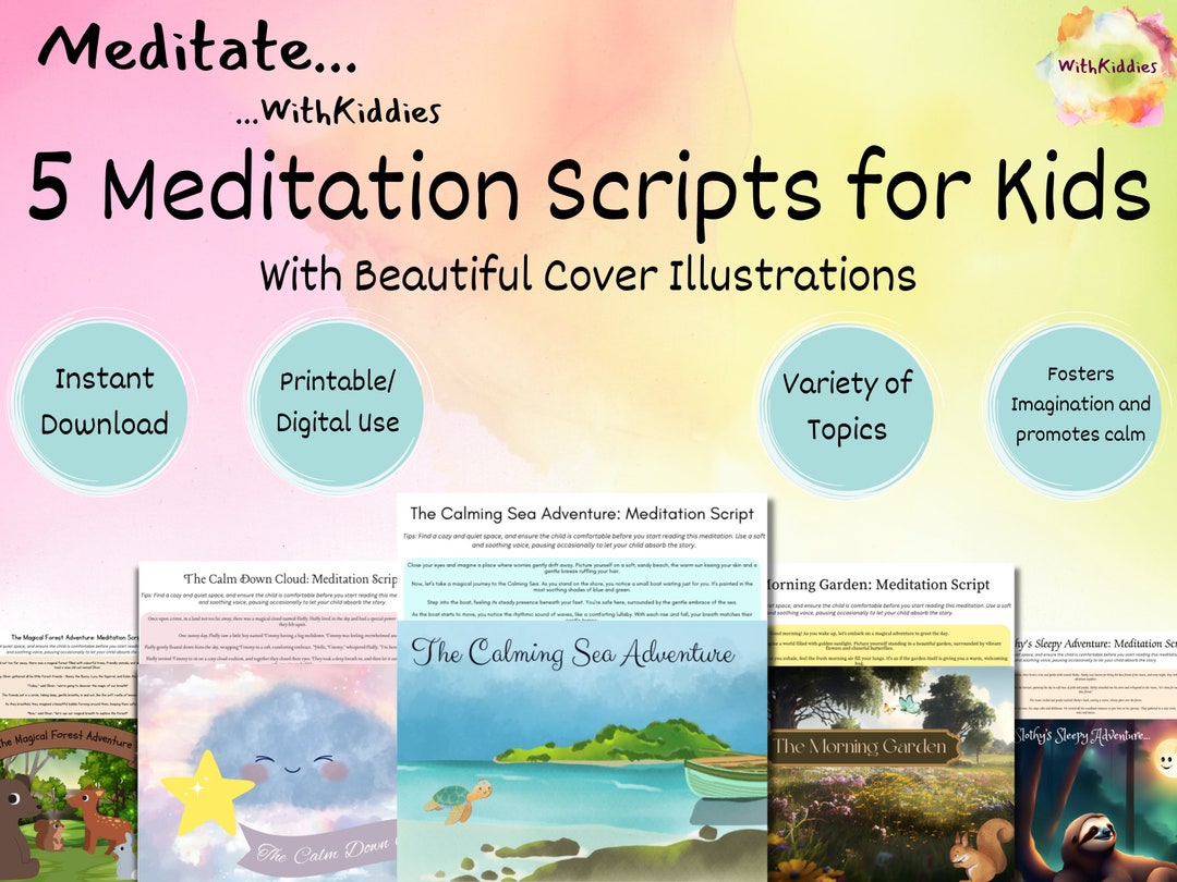 5 Meditations for Kids Scripts Bundle With Illustrations, Gifts for ...