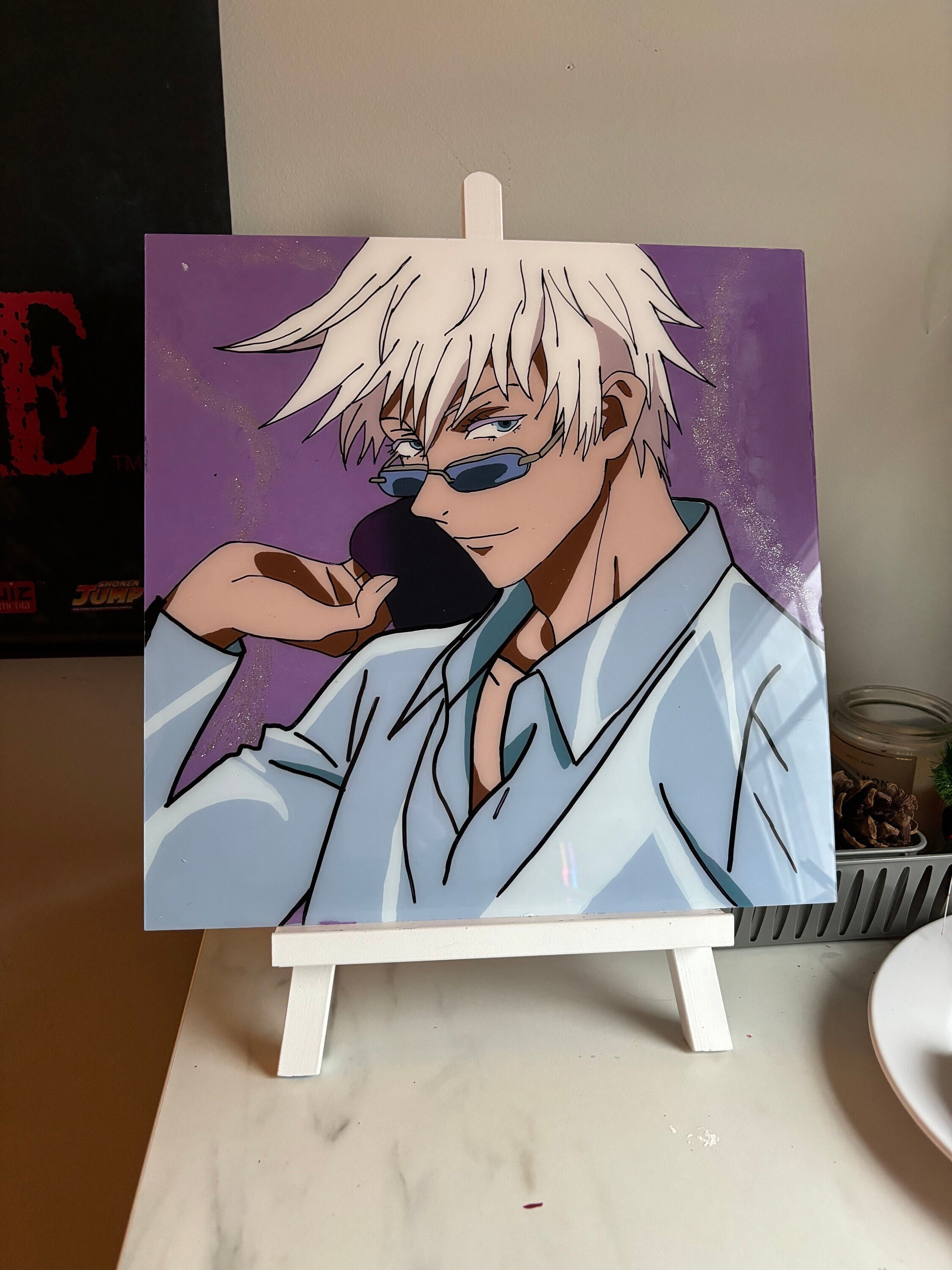 Flawless Gojo Satoru 12x12 JJK Anime Glass Painting - Etsy