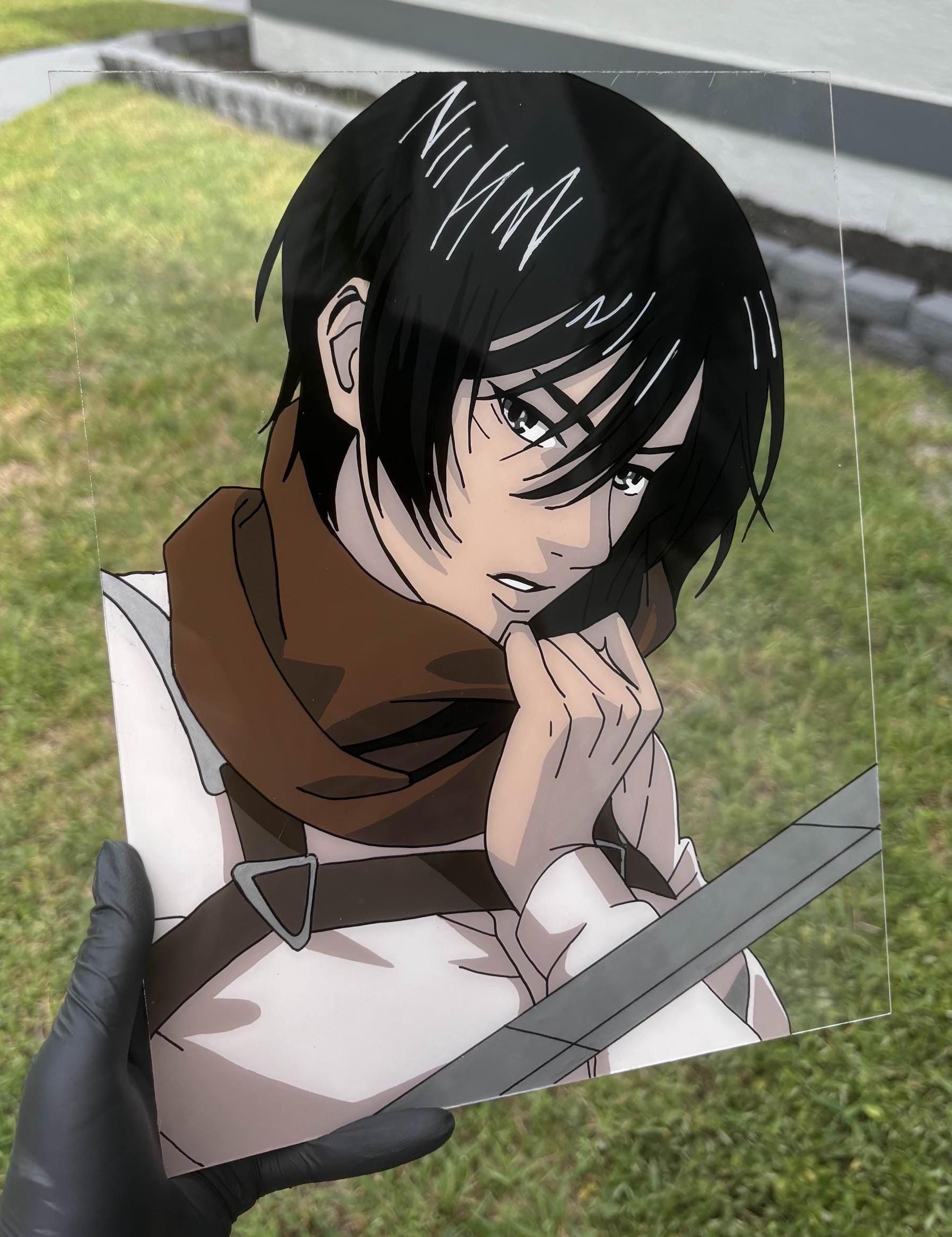 Eren Yeager and Mikasa Ackerman AOT Matching Anime Glass Paintings 8.5 ...