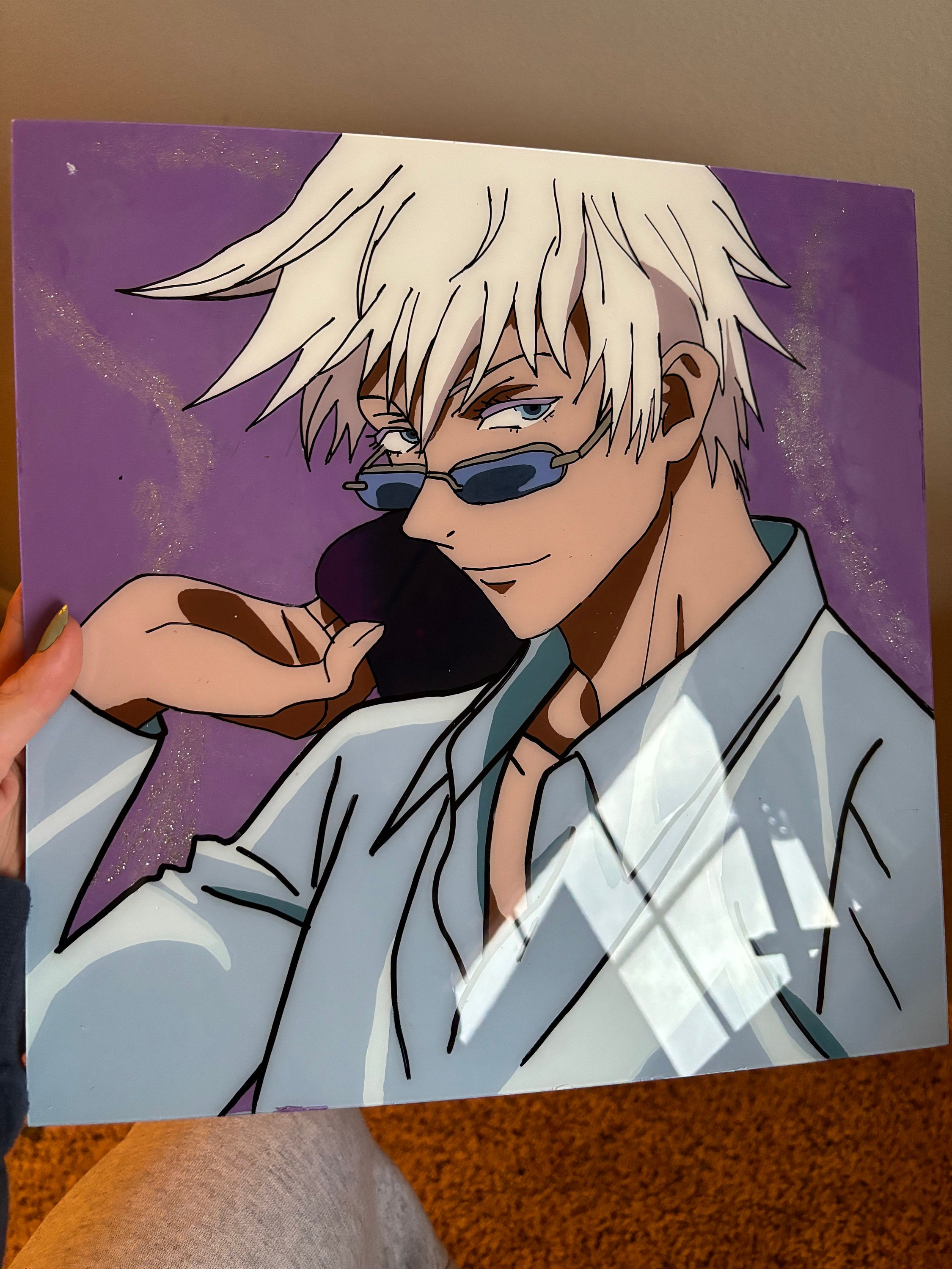 Flawless Gojo Satoru 12x12 JJK Anime Glass Painting - Etsy