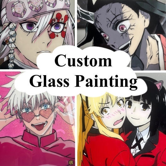 Custom Anime Glass Painting acrylic Glass 5 X 7, 8 X 8, 8 X 10, 11 X 14 ...