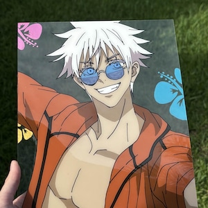 Gojo Satoru Beach 8.5 X 11 JJK Anime Glass Painting - Etsy UK