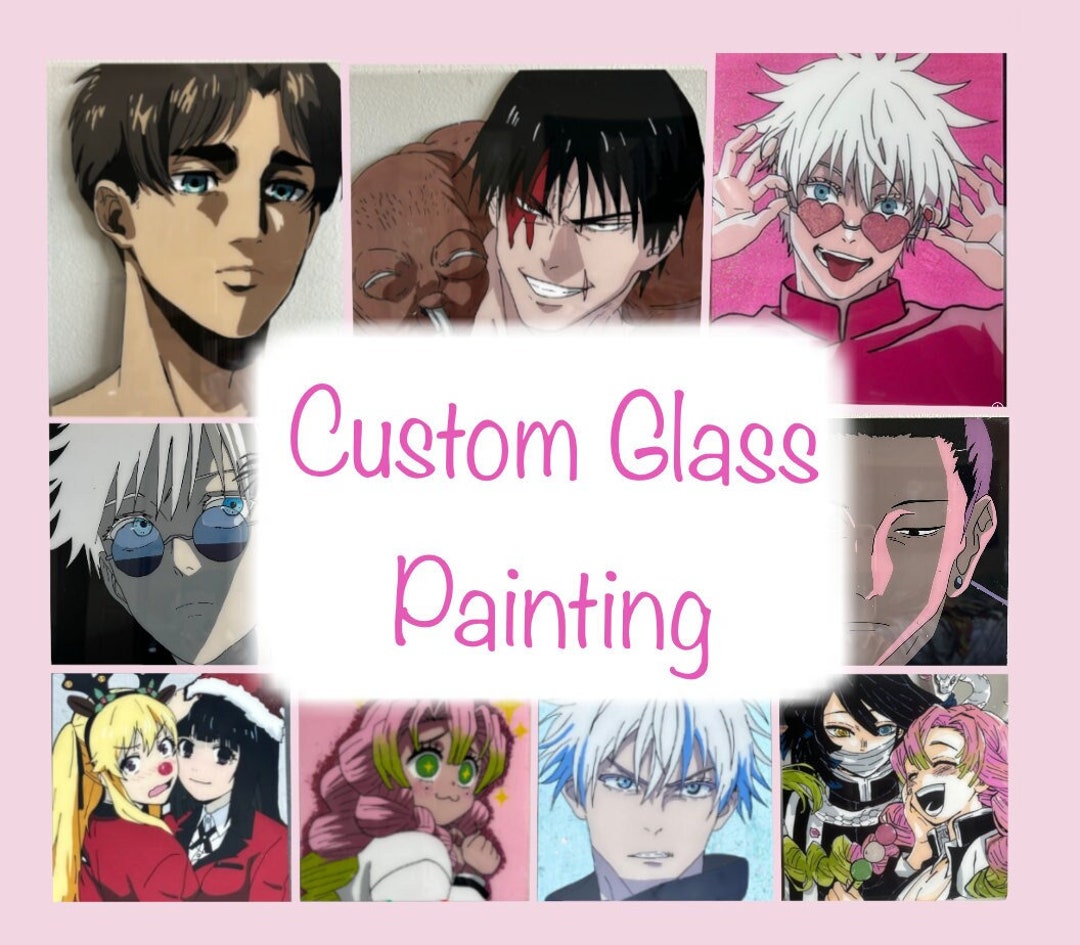 Custom Anime Glass Painting acrylic Glass 5 X 7, 8 X 8, 8 X 10, 8.5 X ...
