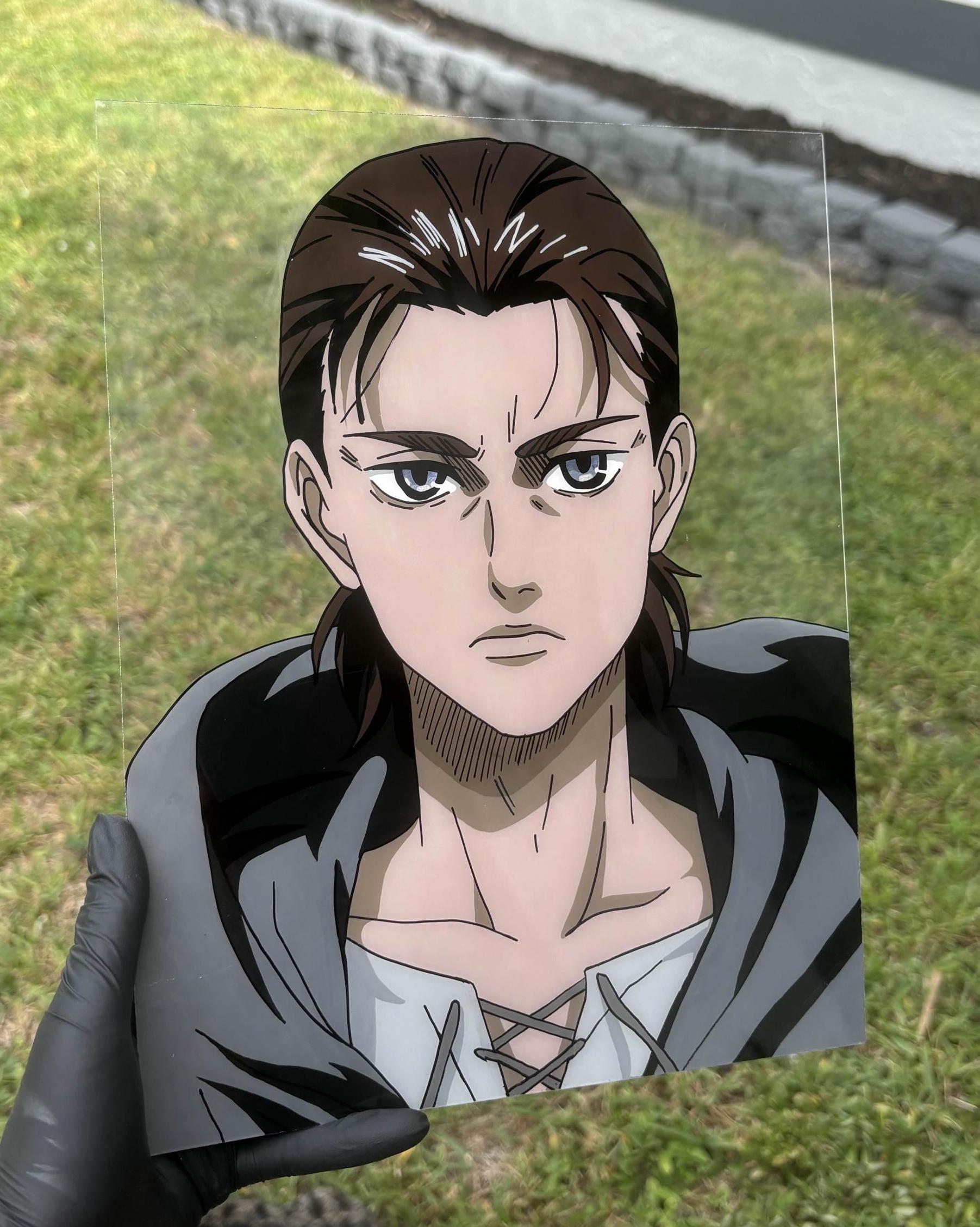 Eren Yeager and Mikasa Ackerman AOT Matching Anime Glass Paintings 8.5 ...