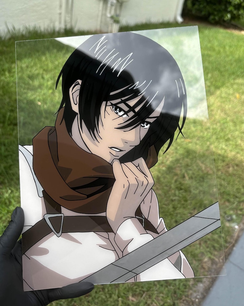 Eren Yeager and Mikasa Ackerman AOT Matching Anime Glass Paintings 8.5 ...