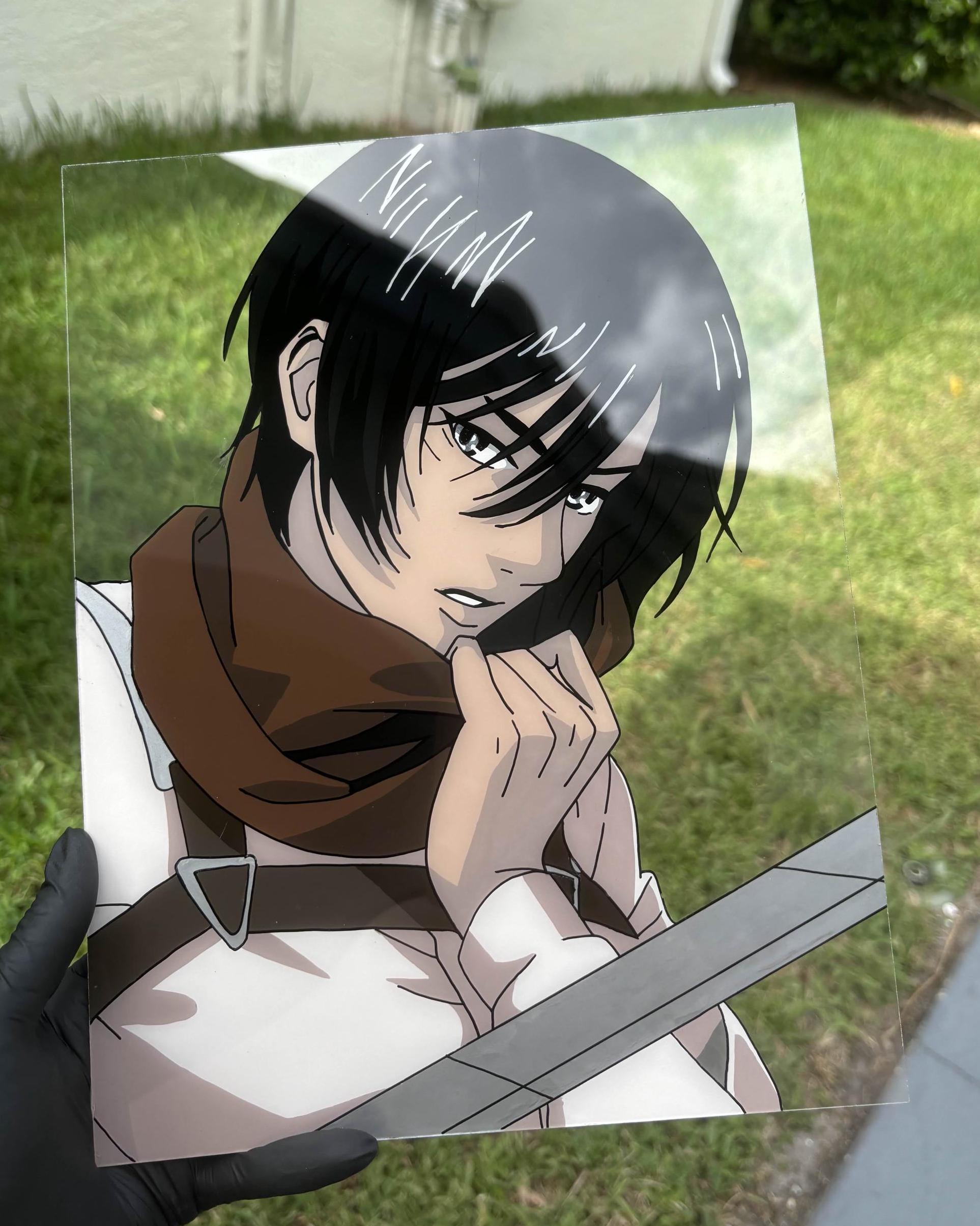 Eren Yeager and Mikasa Ackerman AOT Matching Anime Glass Paintings 8.5 ...