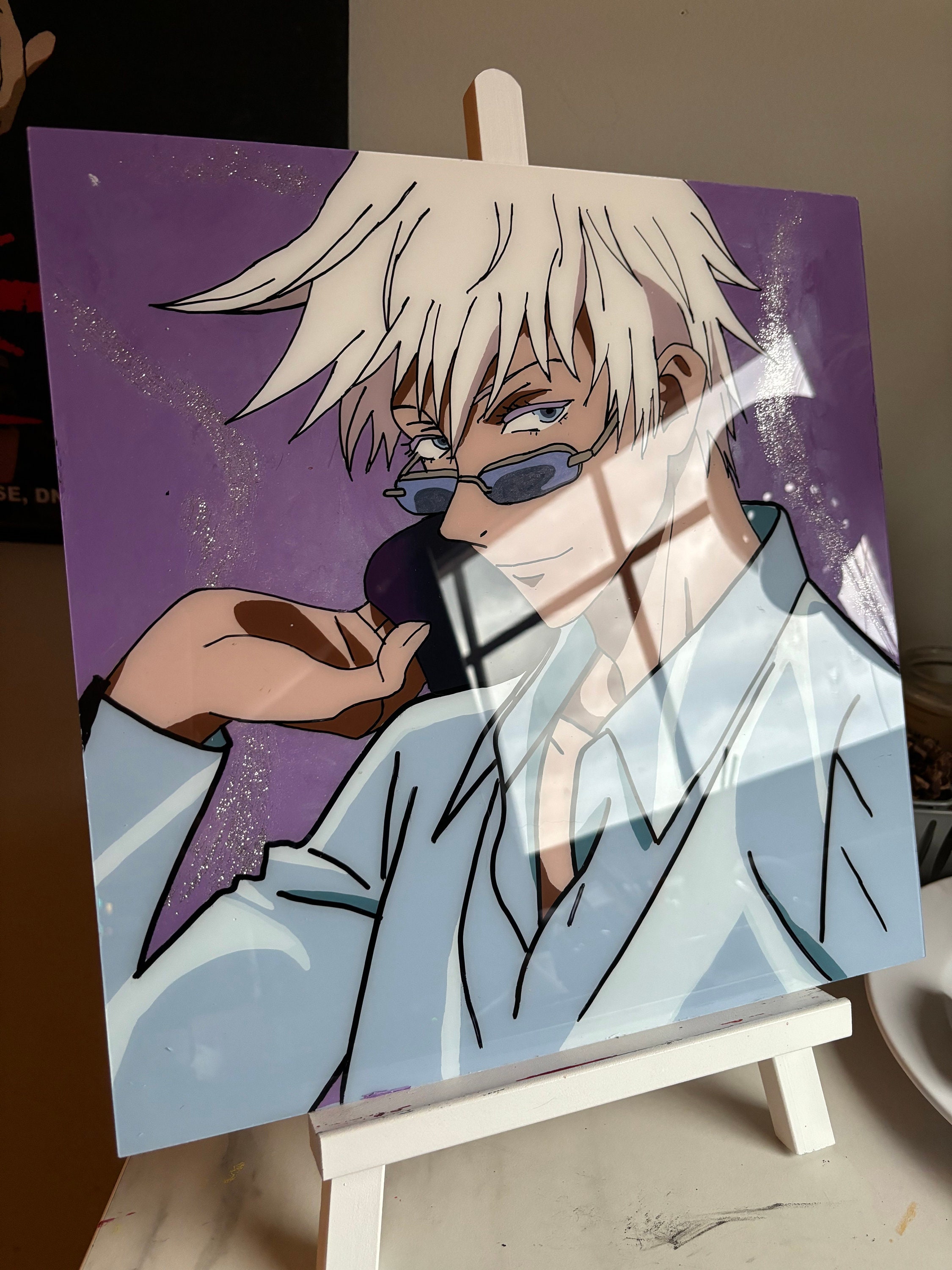 Flawless Gojo Satoru 12x12 JJK Anime Glass Painting - Etsy