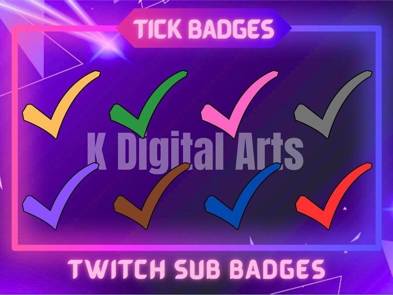 Twitch Checkmark Sub Badges Twitch Badge Colorful Badges for - Etsy