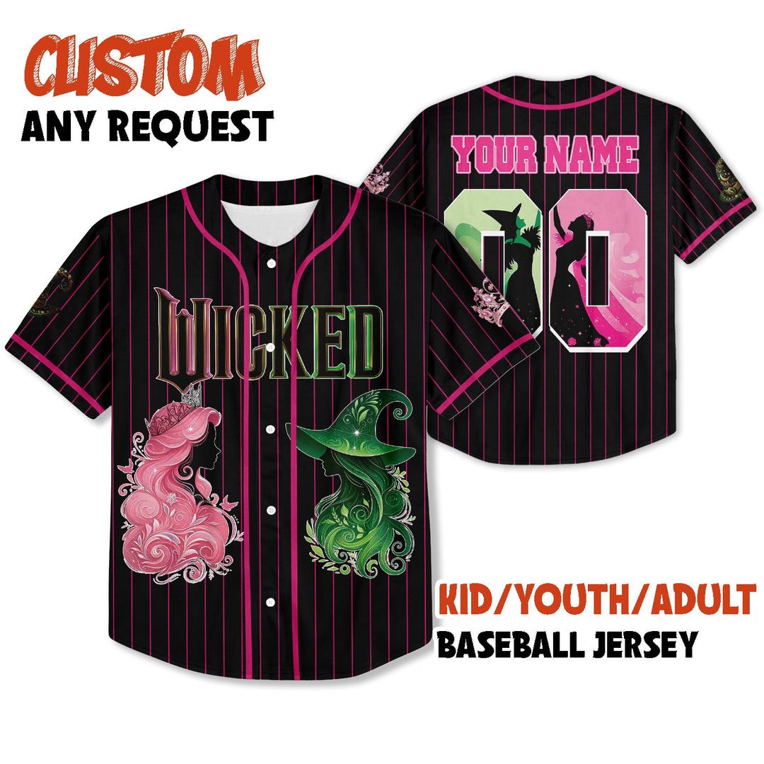 CUSTOM Wicked Baseball Jersey, Elphaba and Glinda Baseball Shirt ...