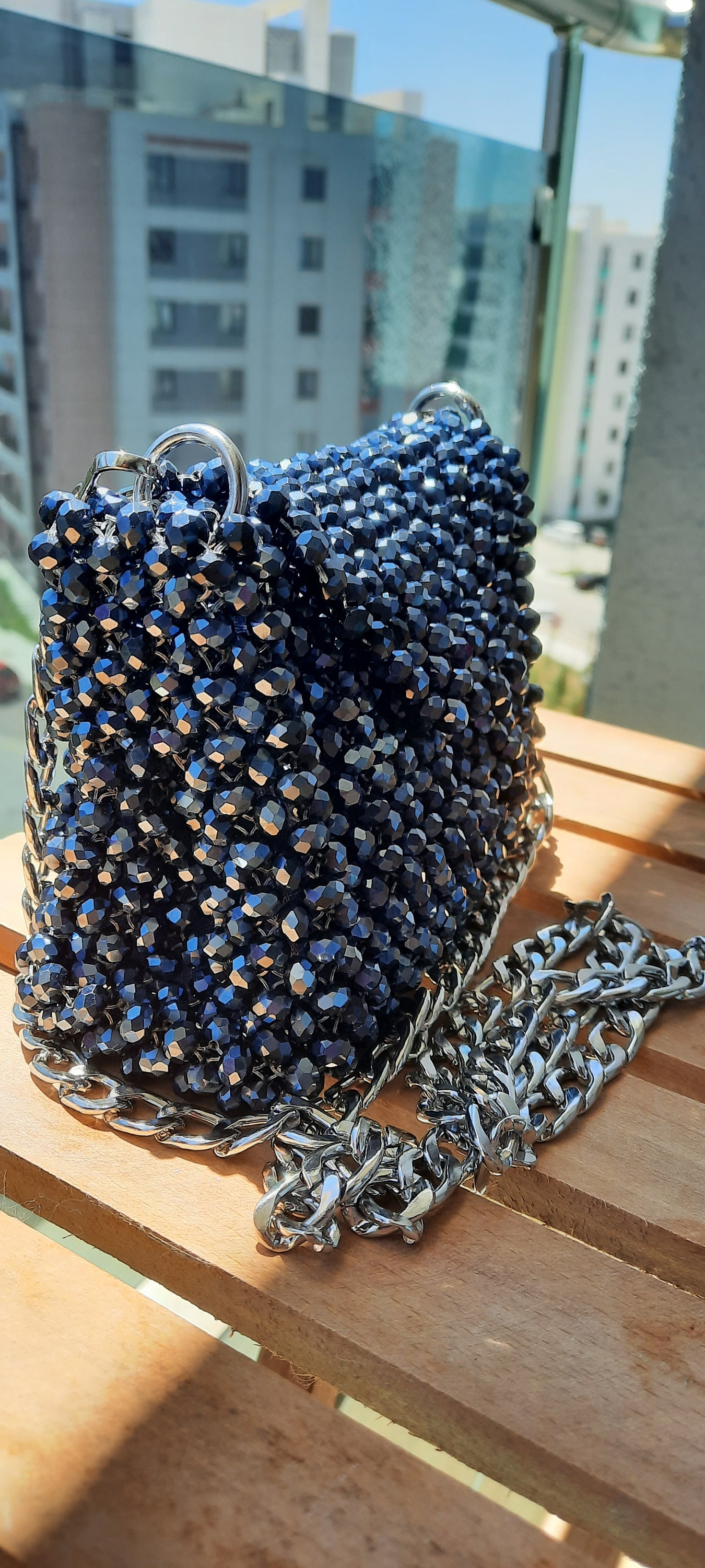 Midnight Blue Crystal Bag, Handmade Bridal Evening Clutch - Etsy