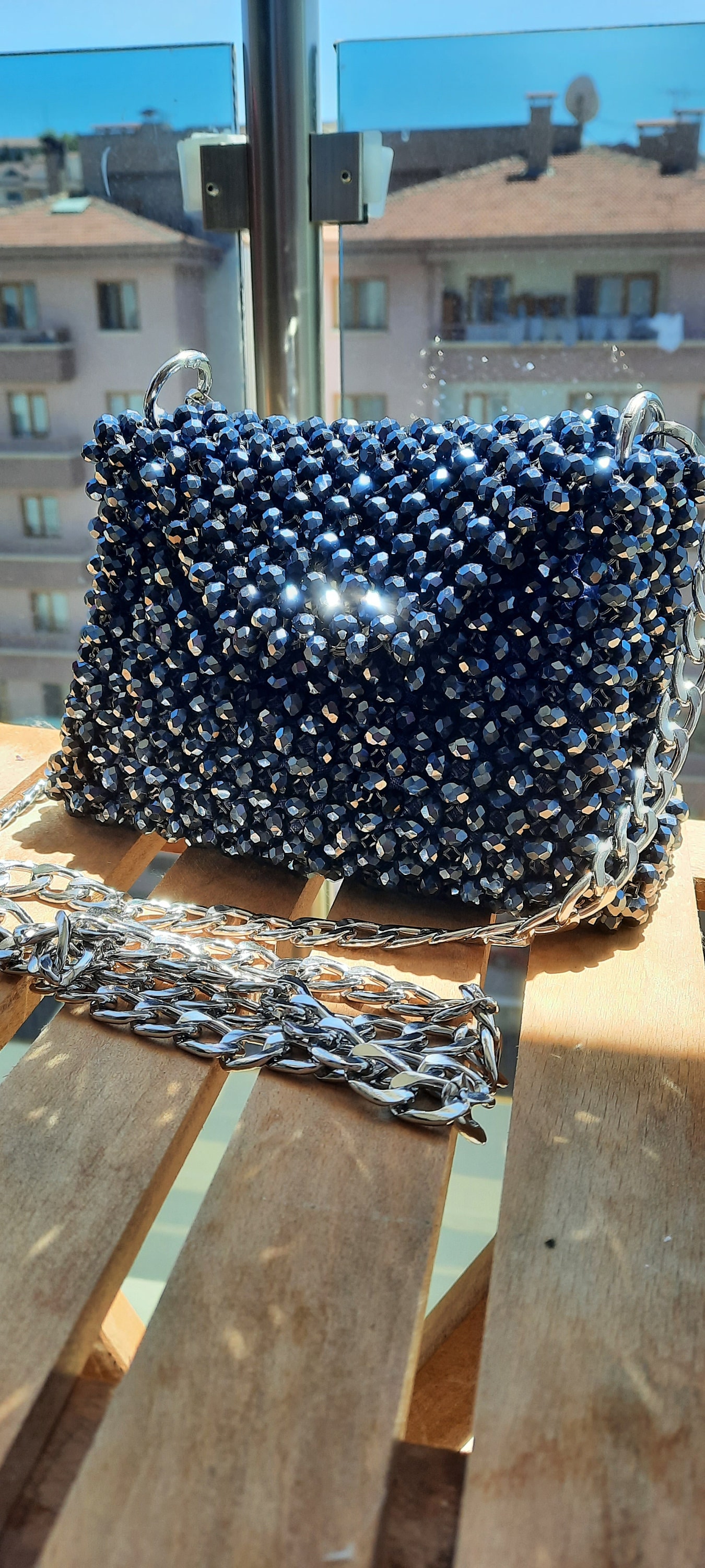Midnight Blue Crystal Bag, Handmade Bridal Evening Clutch - Etsy