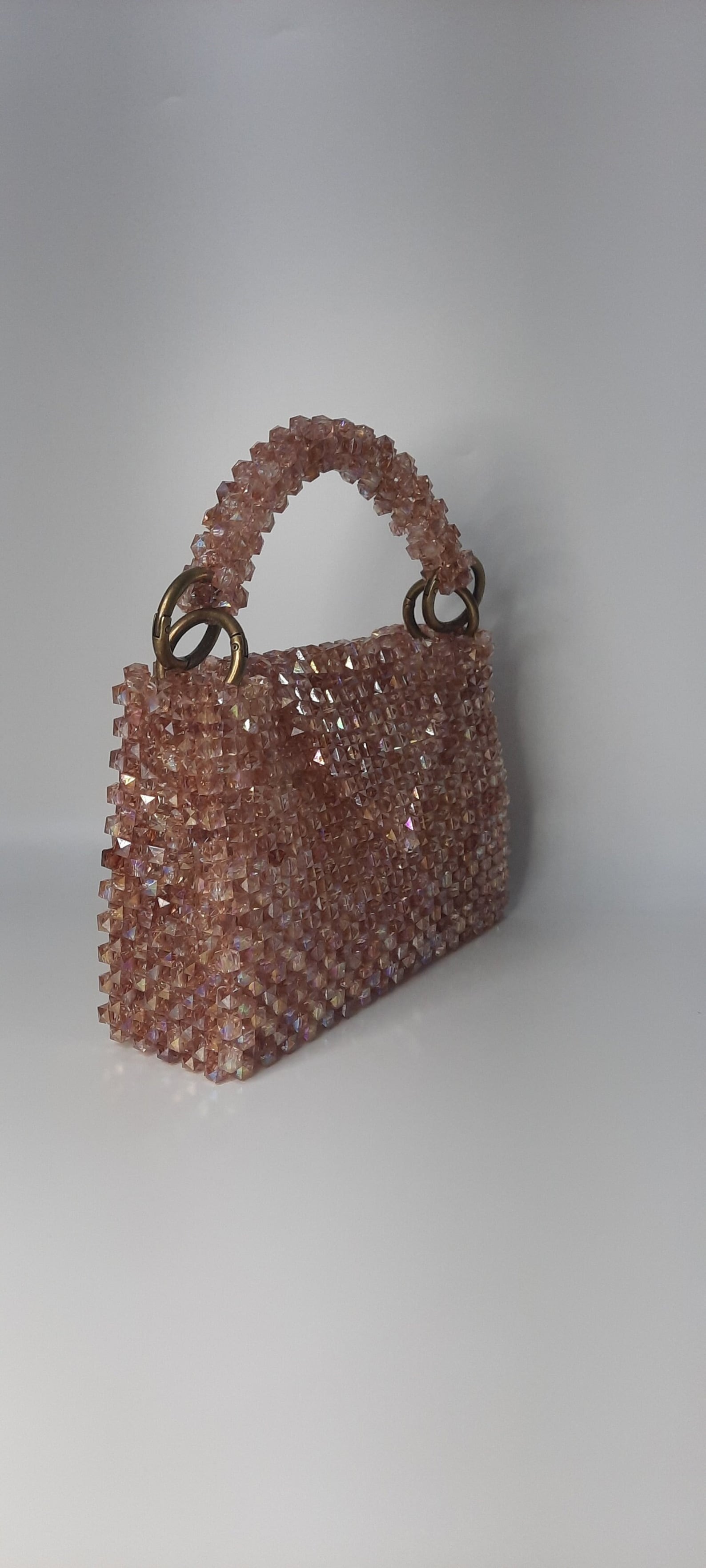 Crystal Cubic Pearl Beaded Bag Light Brown Crystal Bag Bridal Purse ...