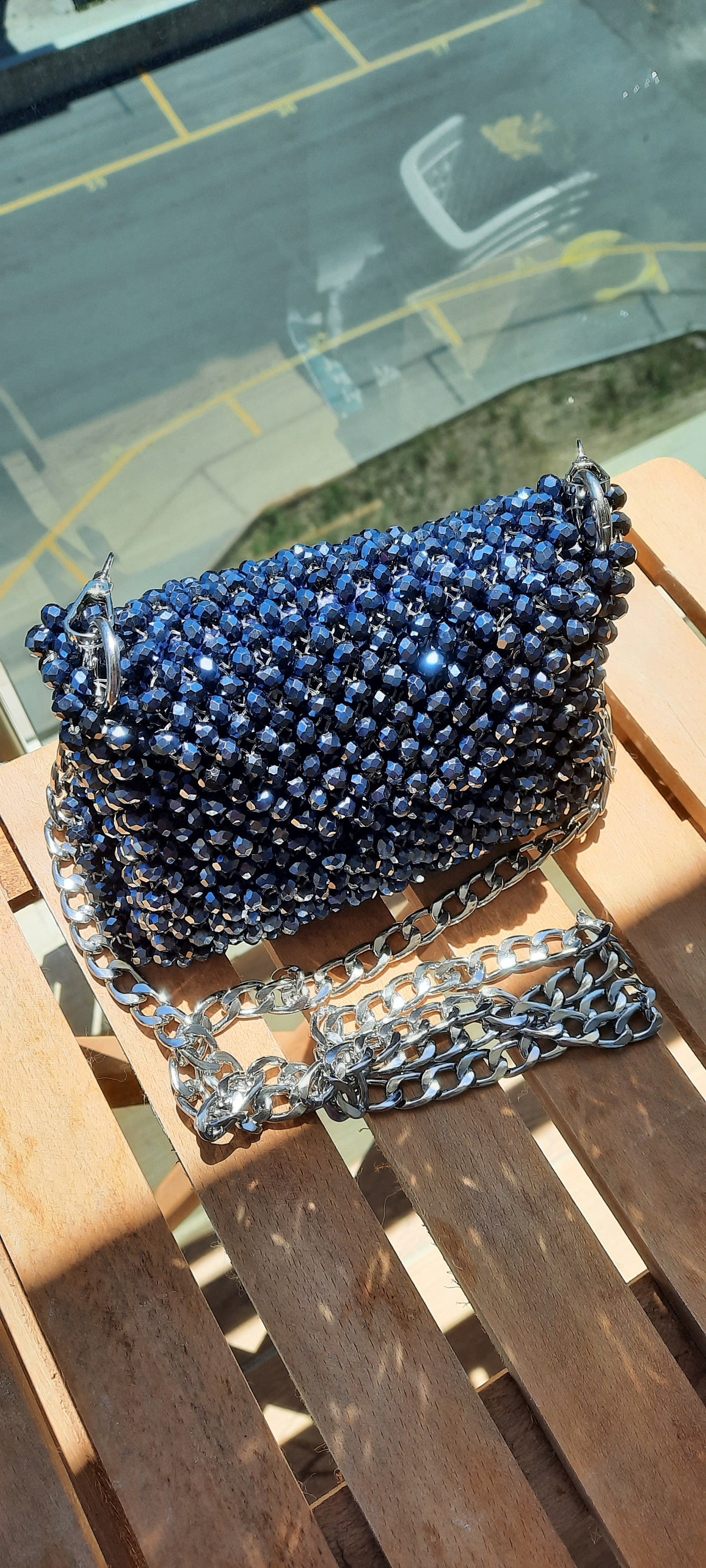 Midnight Blue Crystal Bag, Handmade Bridal Evening Clutch - Etsy