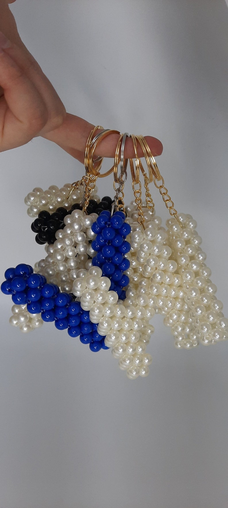 Personalized Pearl Beaded Initial Keychain, Custom Alphabet Keyring - Etsy