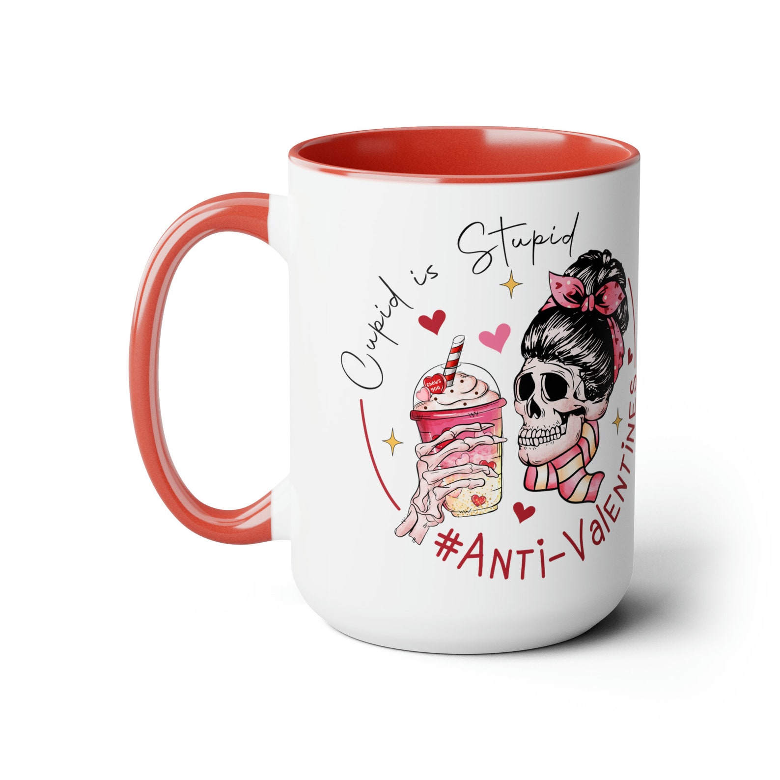 Cute Cupid is Stupid Anti Valentine's Day Two-tone 15 Oz Coffee Mugs ...