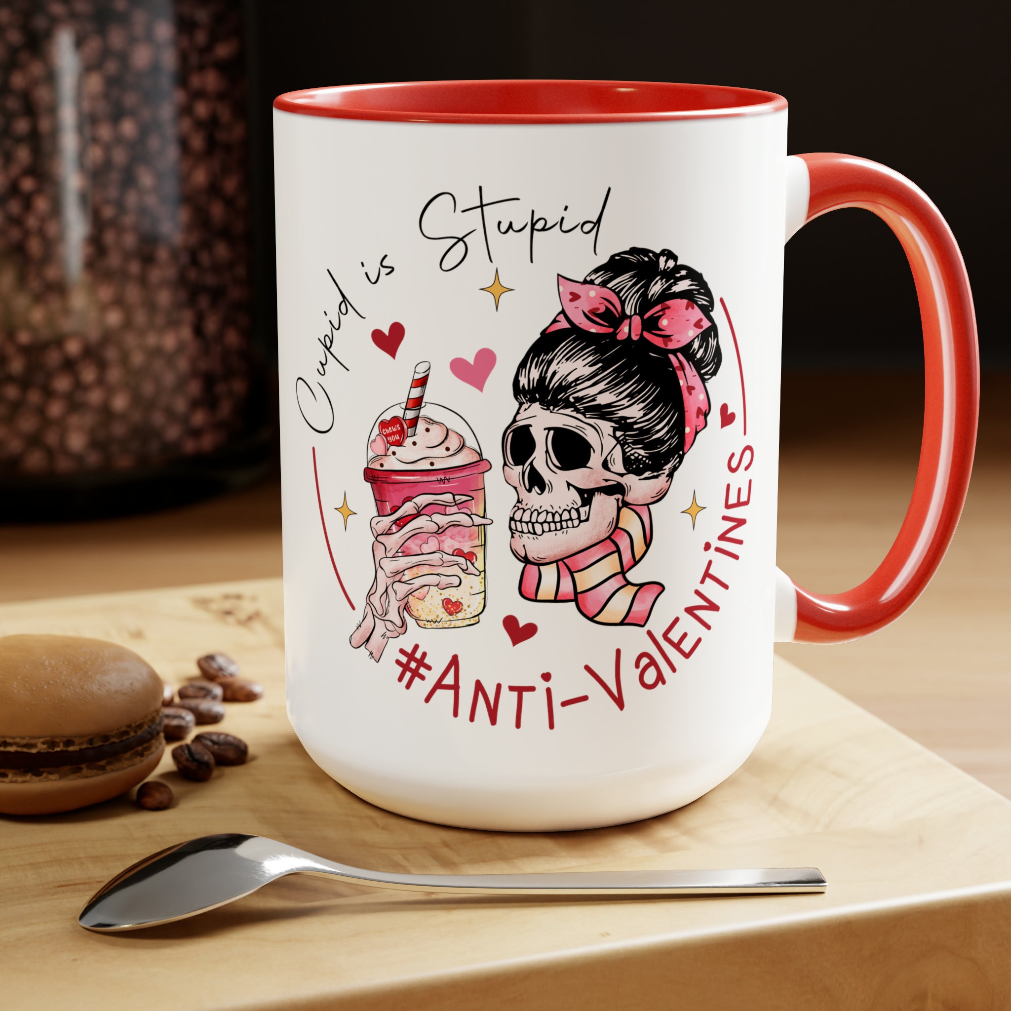 Cute Cupid is Stupid Anti Valentine's Day Two-tone 15 Oz Coffee Mugs ...
