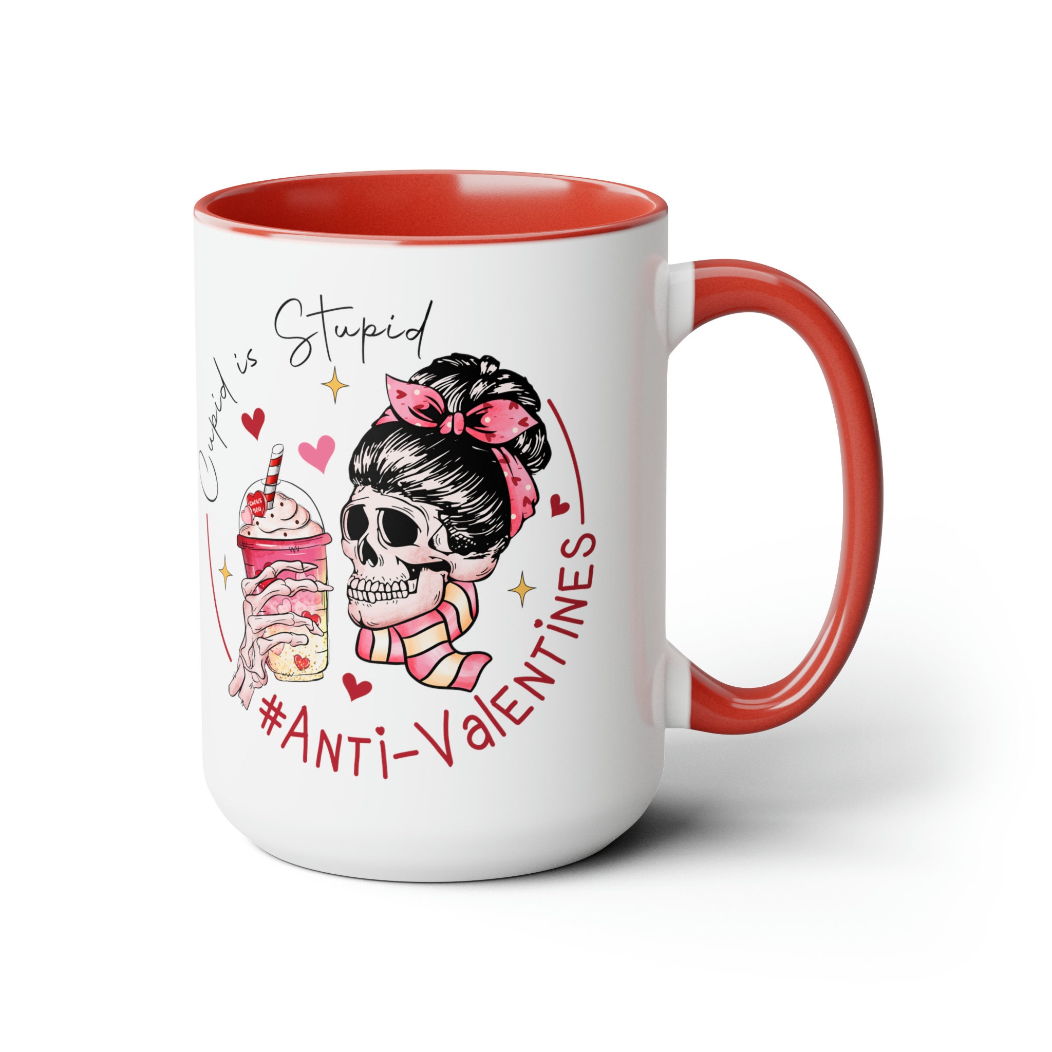 Cute Cupid is Stupid Anti Valentine's Day Two-tone 15 Oz Coffee Mugs ...