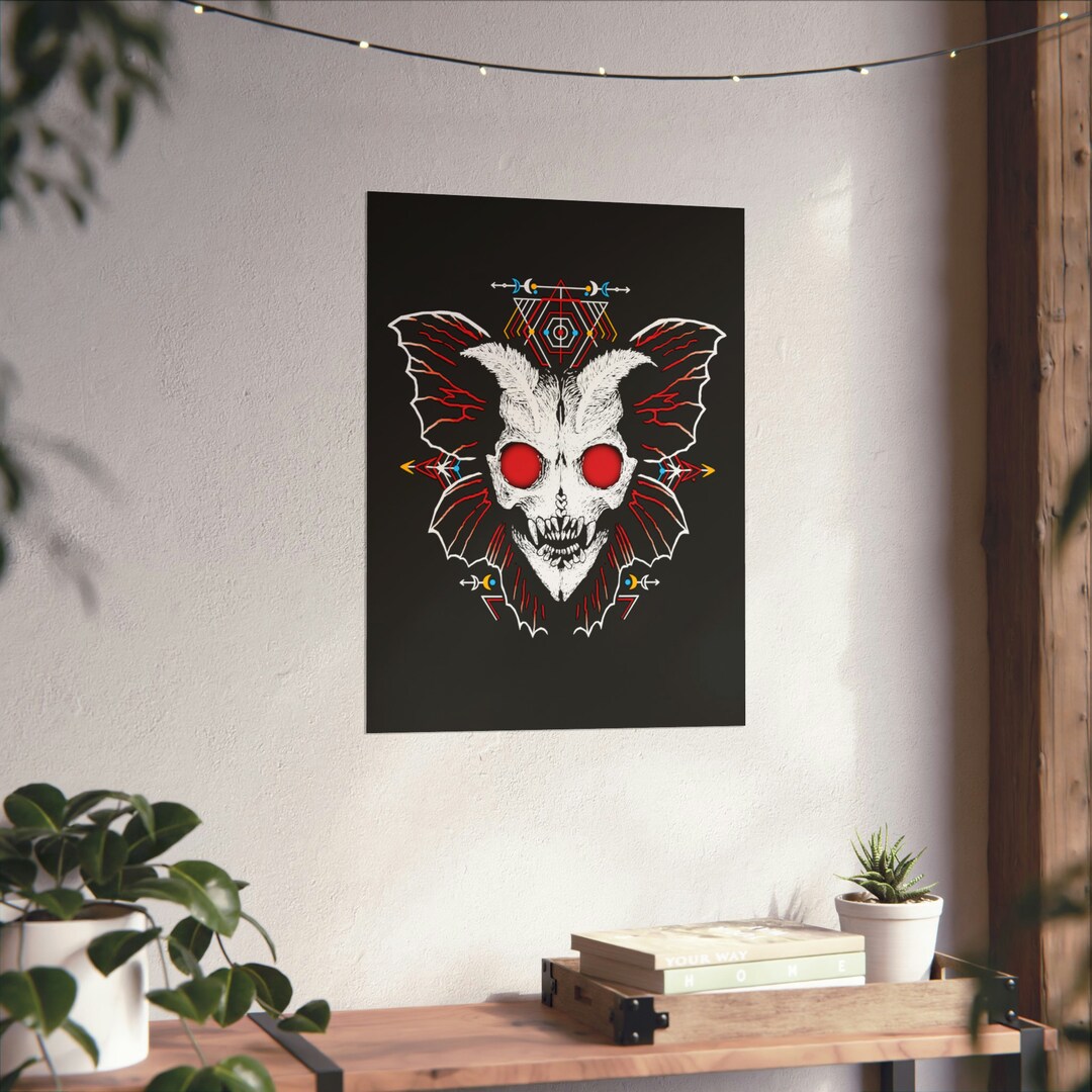 Mothman Artwork, Cryptid Wall Art, Skull Art, Fantasy Art Gift ...