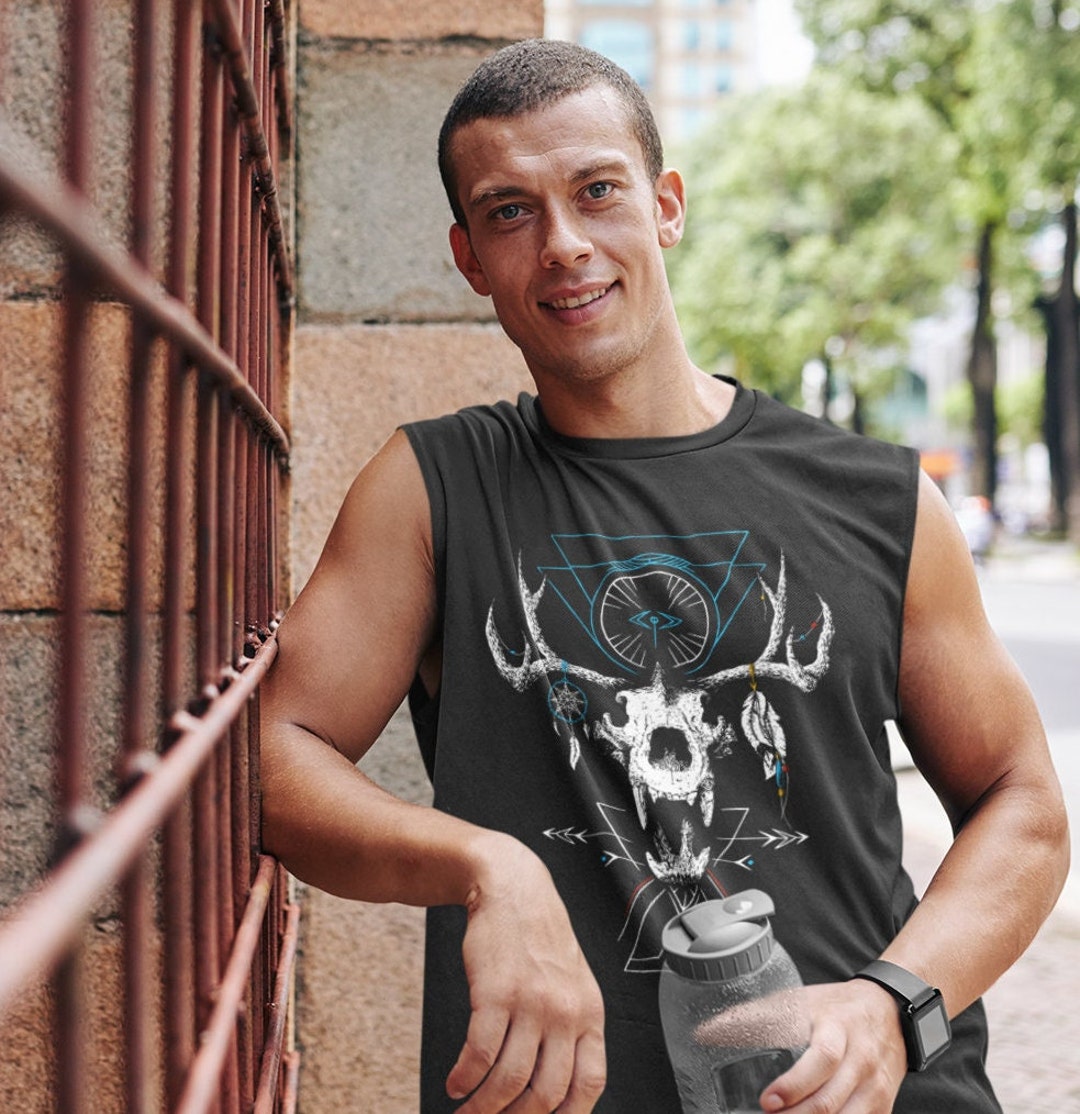 Wendigo Skull Tank Top, Cryptozoology Shirt, Stone Washed Cotton - Etsy