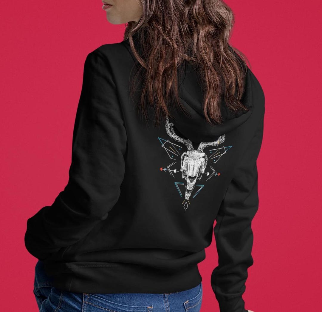 Jackalope Hoodie, Mythical Creature Sweater, Fantasy Animal Zip up ...