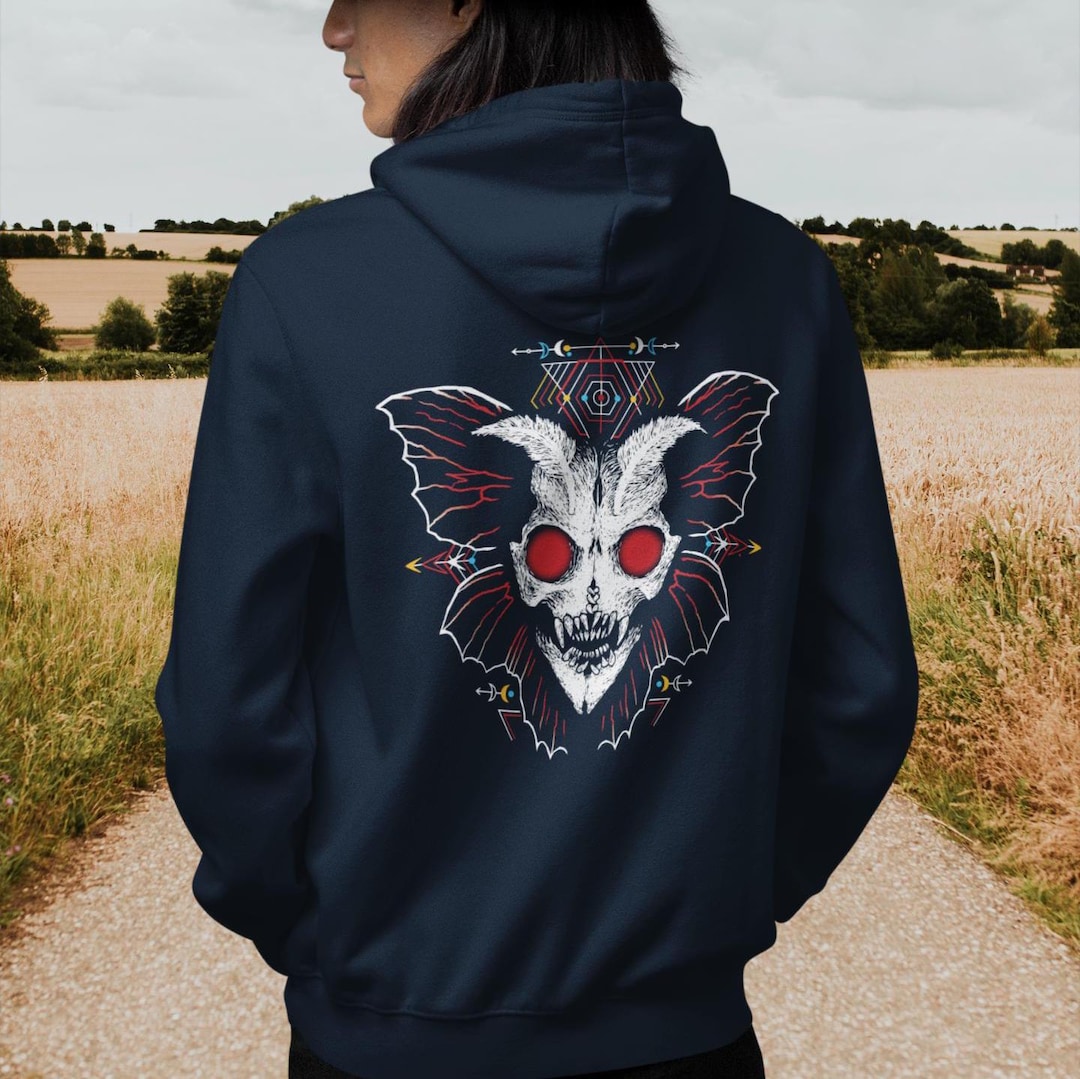 Mothman Zip Hooded Sweatshirt, Cryptozoology Sweatshirt, Mothman ...