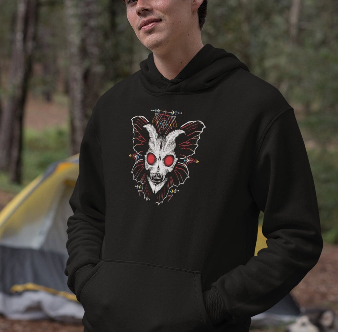 Cryptid Mothman Hoodie, Cryptozoology Sweatshirt, Skull Sweatshirt ...