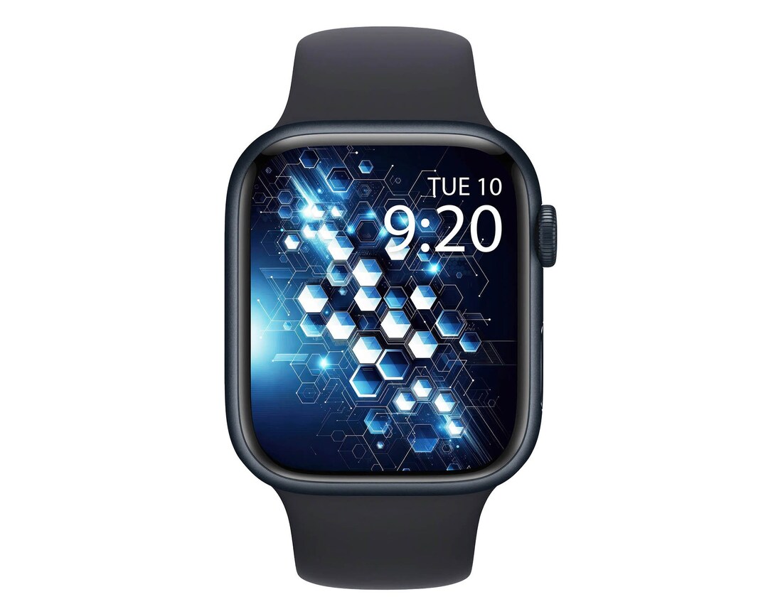 Abstract Hexagon Apple Watch Wallpaper, Modern Tech Watch Face (digital ...