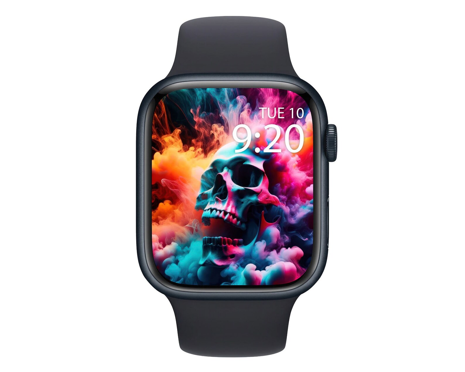 Neon Skull Apple Watch Wallpaper, Spooky Smoke Background (digital ...