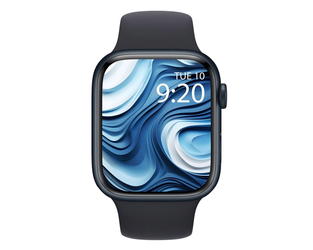 3D Waves Apple Watch Wallpaper, Blue and White Simple Watch Face ...