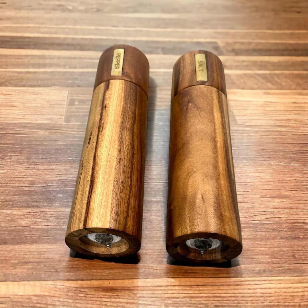 Wooden Salt and Pepper Grinder Set: Kitchen Seasoning Accessory - Etsy