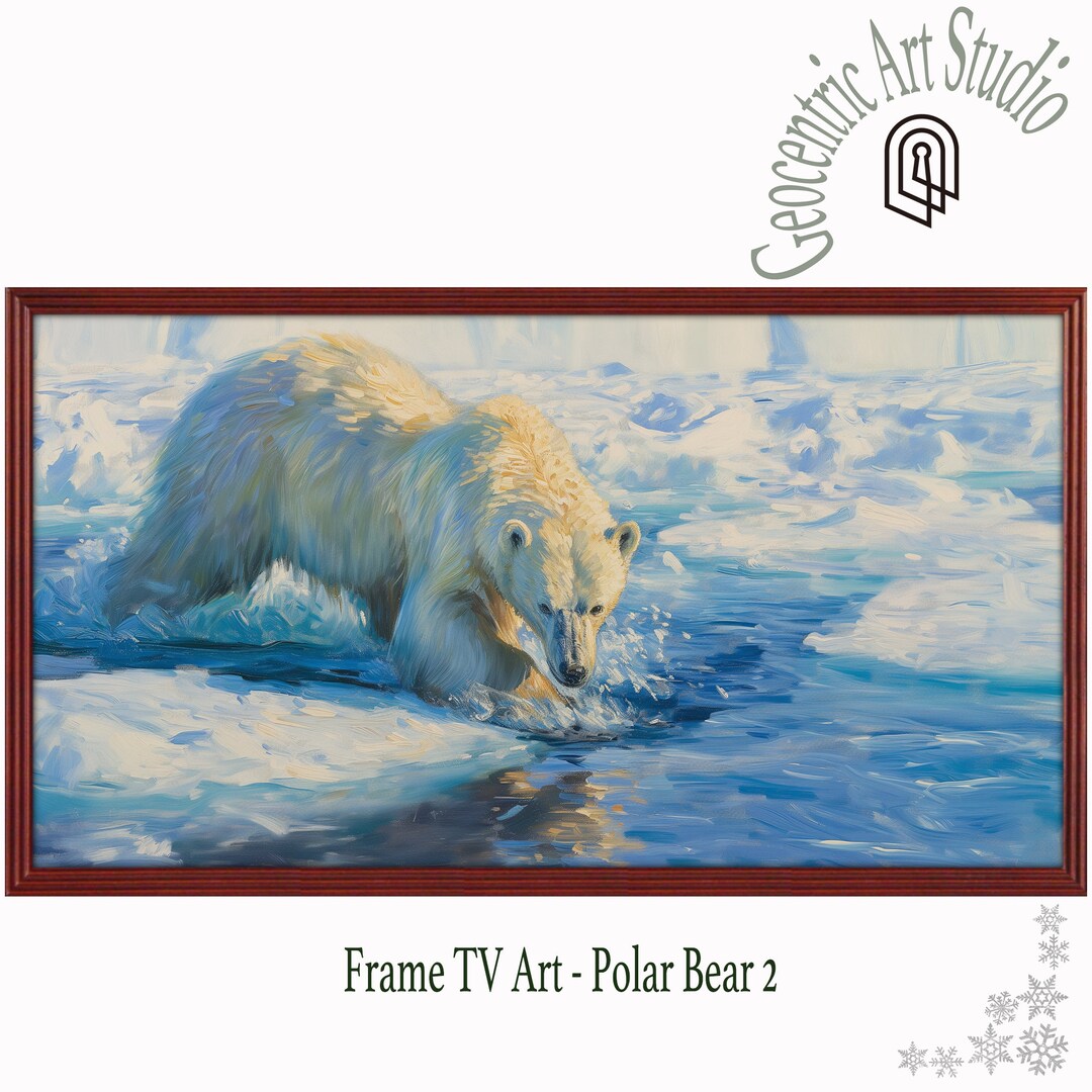 Frame TV Art, Vintage Art, Polar Bear Painting, Impressionism Art for ...